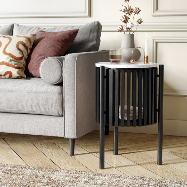 Corrigan Studio Nohan Round With 1 Door Side Table with Storage ...