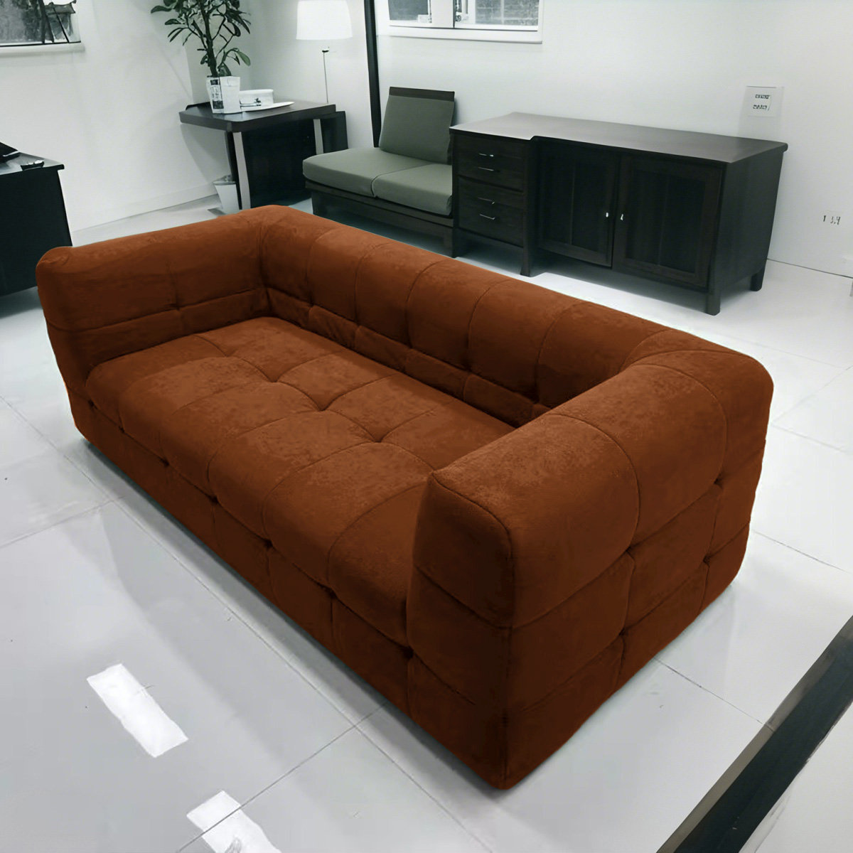 BELSUB 94.49" Nordic Minimalist Straight Row Compression Sofa with ...