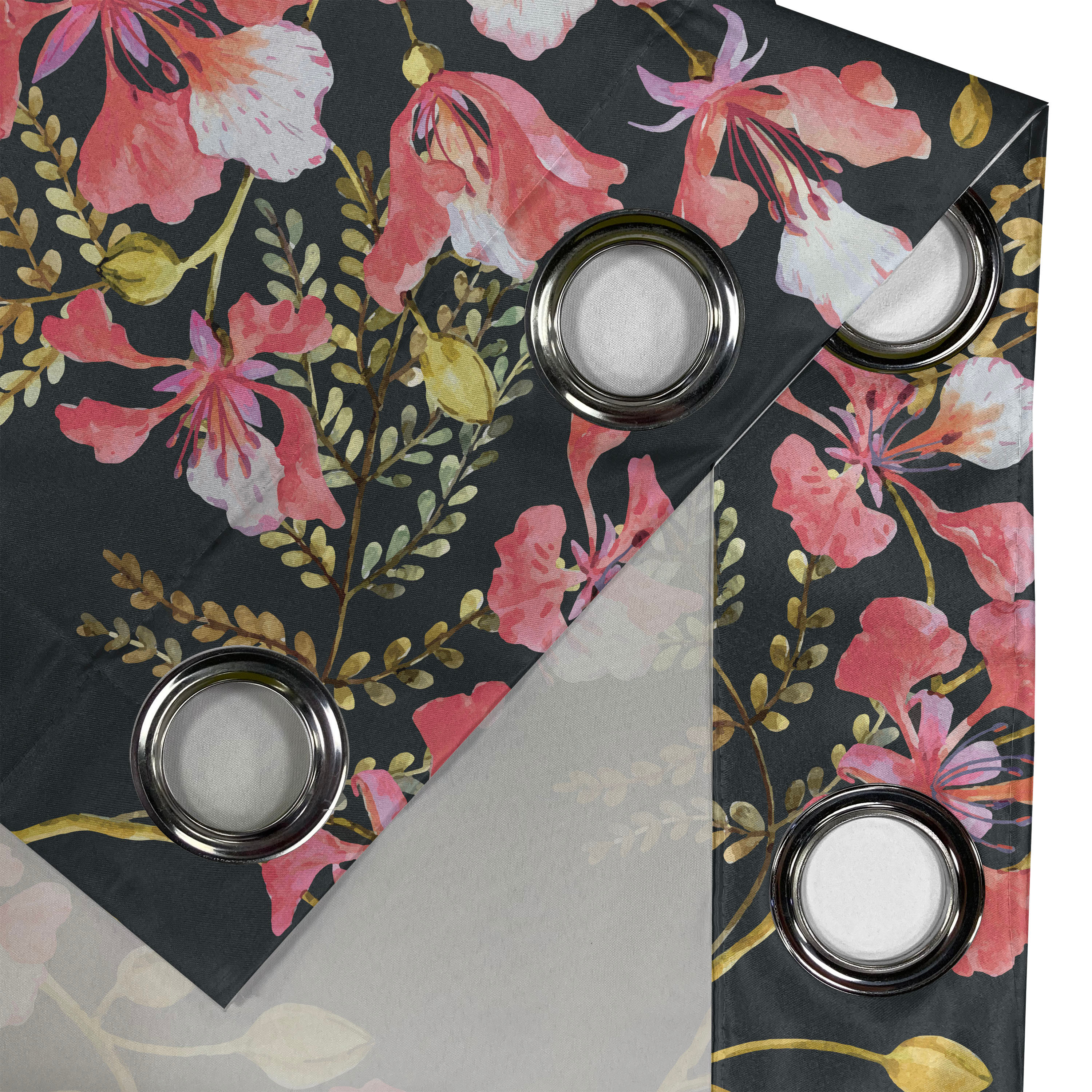 Red Barrel Studio® Spring Grommet Curtain Branches Leaves Watercolor 50 ...