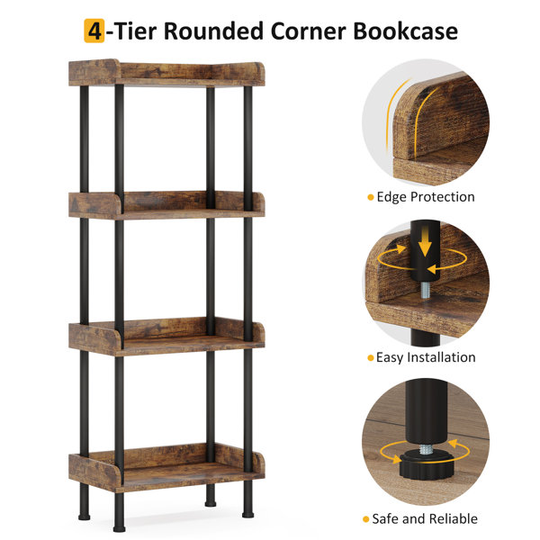 17 Stories Christabella Vintage Rounded Corner Etagere Bookcase with ...