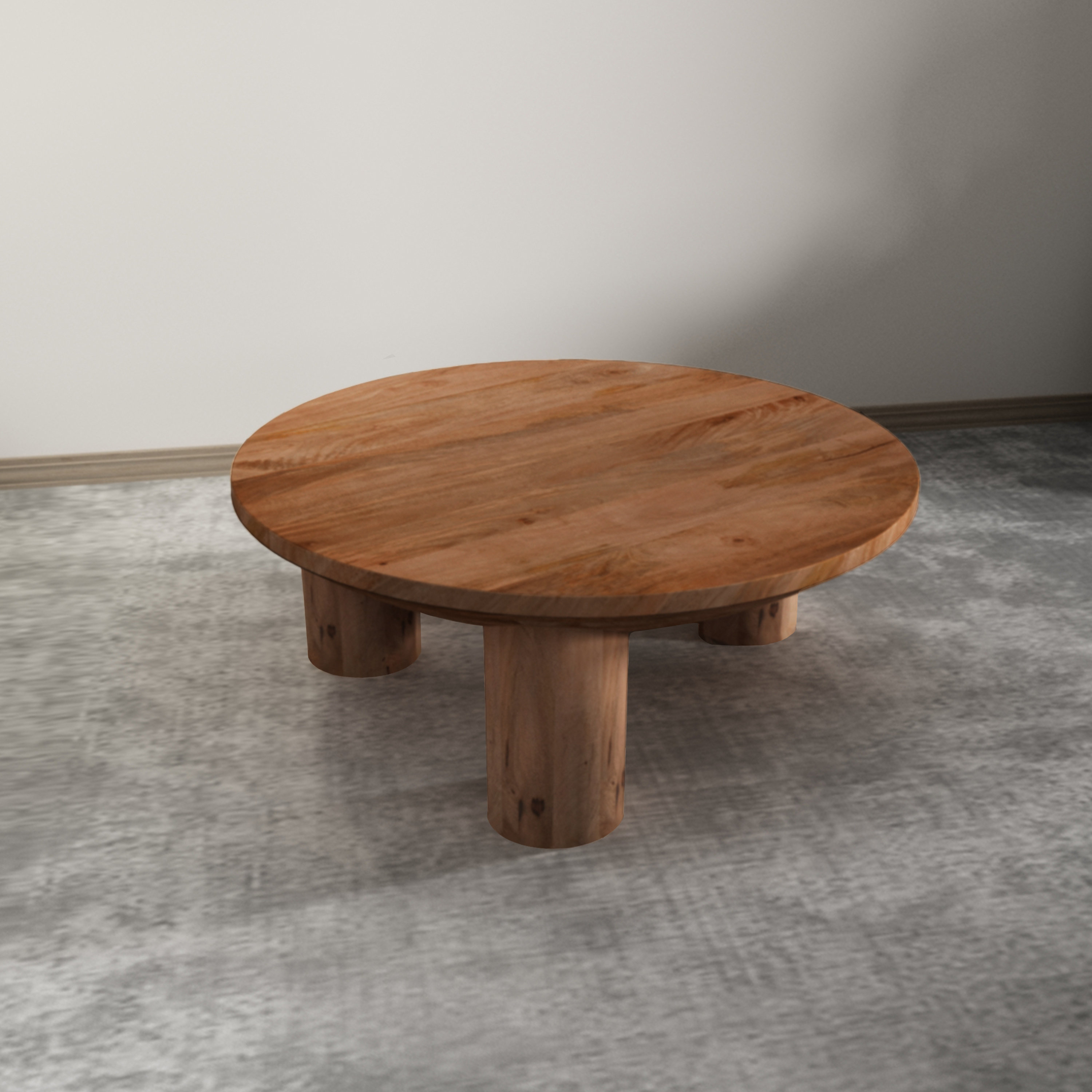 Loon Peak® Rupert Coffee Table, 38 Inch Round Top, 3 Column Pillar Legs ...