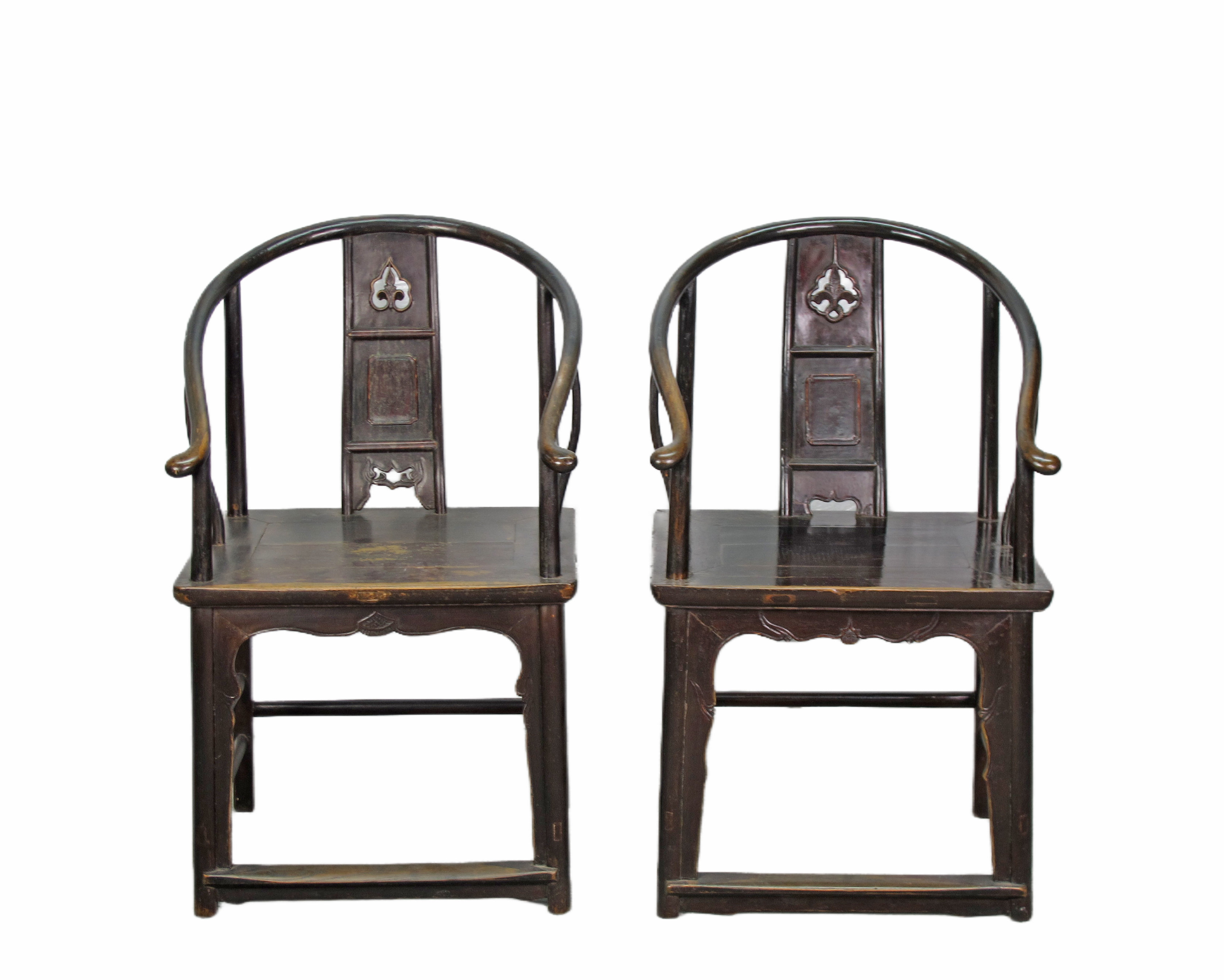 DYAG East Asian Classic Solid Wood Queen Anne Back Arm Chair in Dark ...