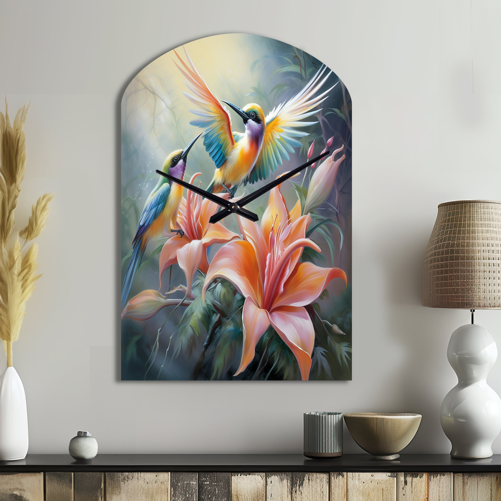 Design Art Tropical Flowers with Beautiful Bird - Birds Of Paradise ...