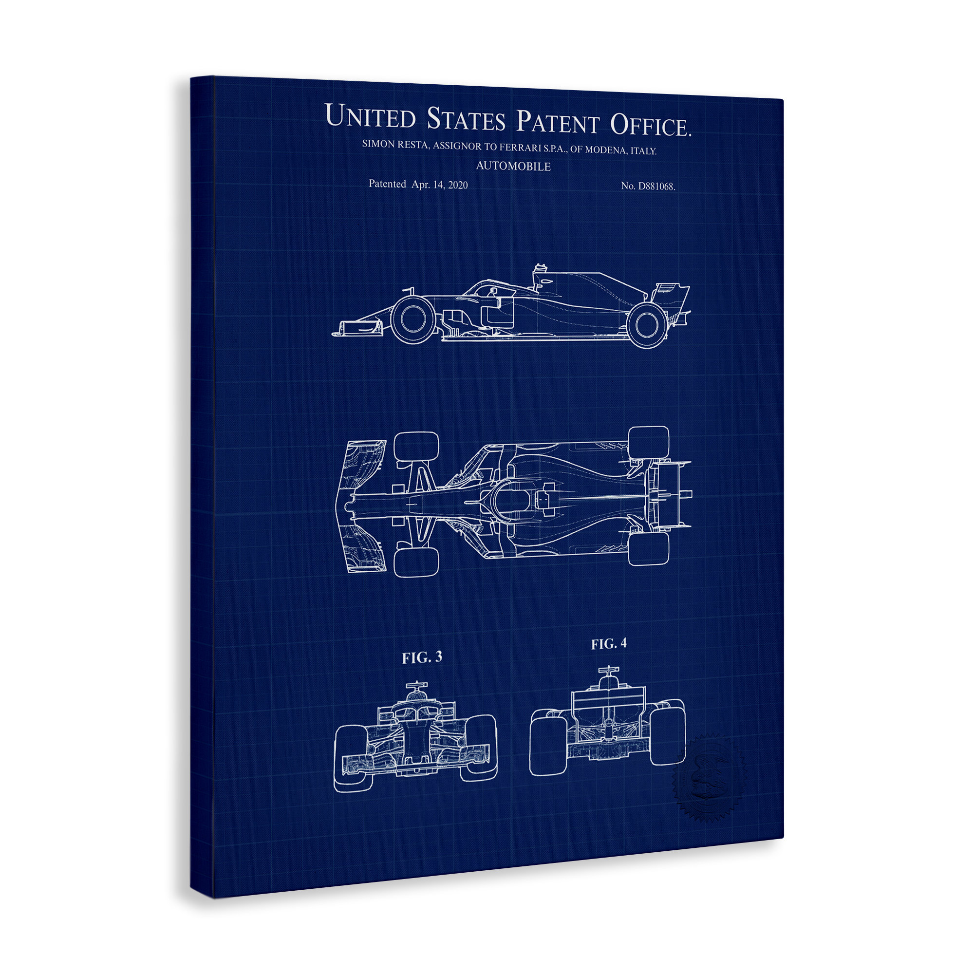 Williston Forge Race Car Blueprint Canvas Wall Art by Karl Hronek | Wayfair