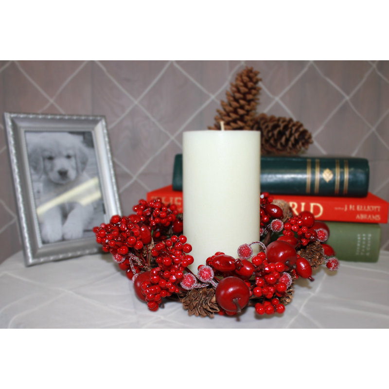 Charlton Home® Berry Candle Ring with Apple & Pine Cone & Reviews | Wayfair