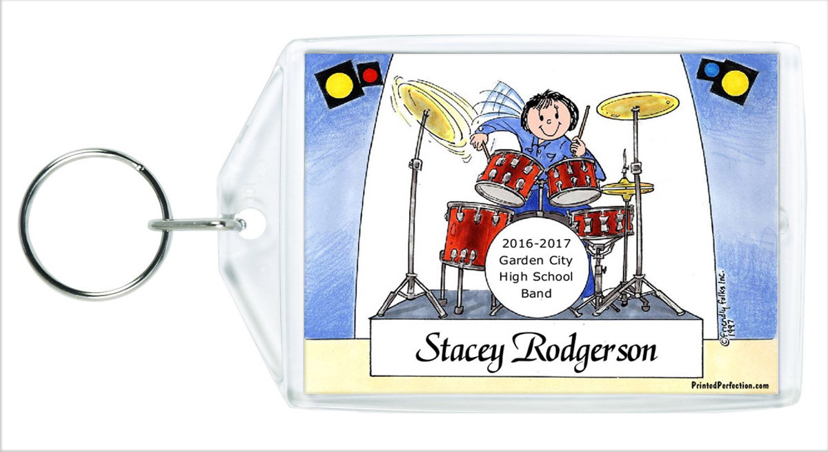 Printed Perfection Personalized Drummer - female Acrylic Key Chain ...