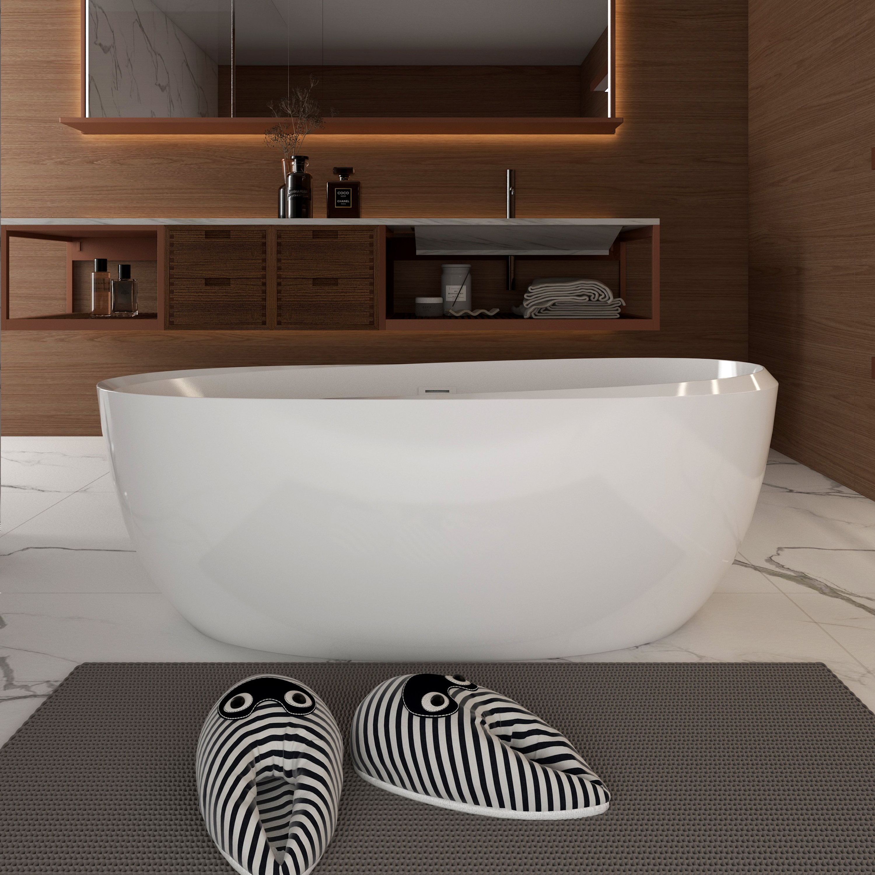 SOTUBX Free Standing Tub 70" x 30" Deep Soaking Bath Tub Acrylic A10 ...