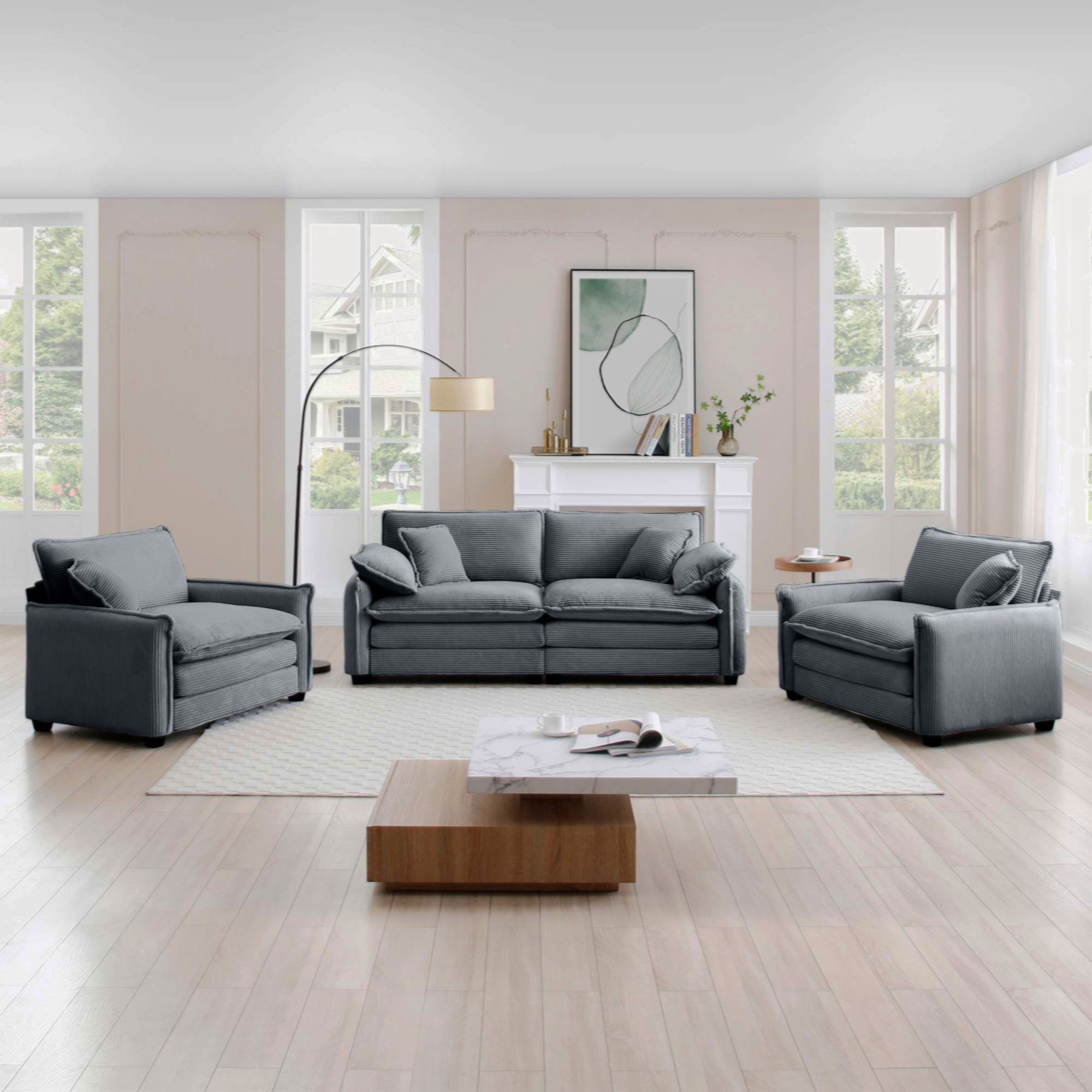 Latitude Run® Luxurious And Sophisticated Sofa Set With Soft Cushions And Pillows, Sofa Set For ...