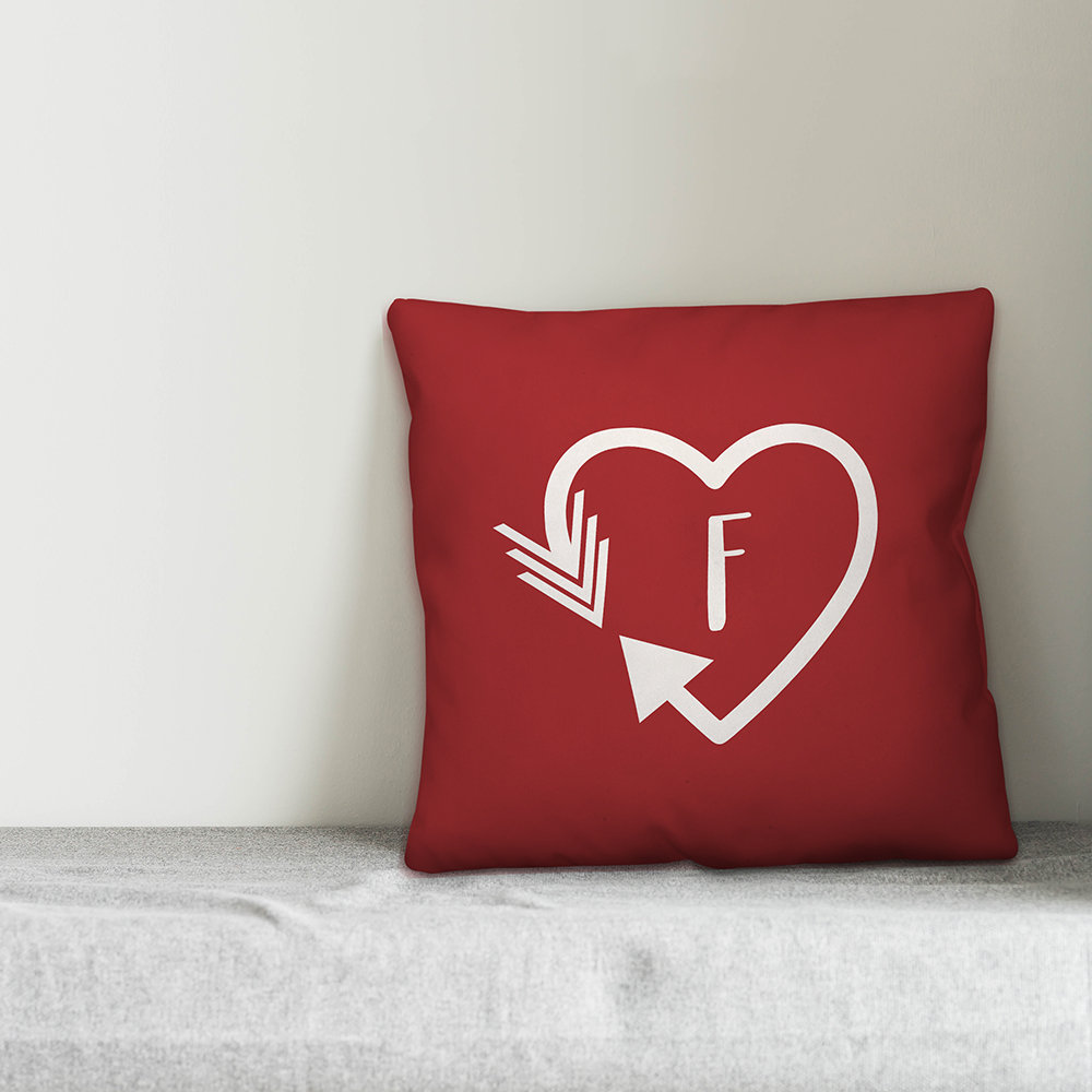 Designs Direct Creative Group Heart Monogram Outdoor Square Pillow ...