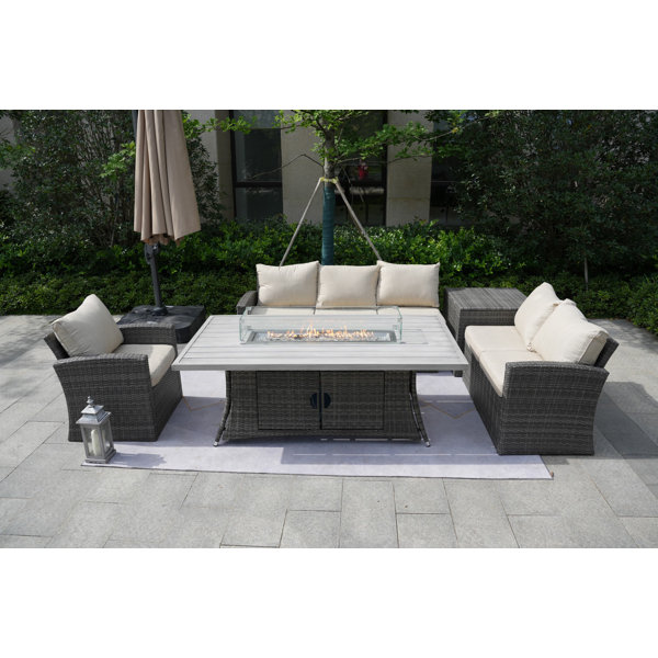 Lark Manor™ Ursula Wicker/Rattan 6 - Person Seating Group With Cushions ...