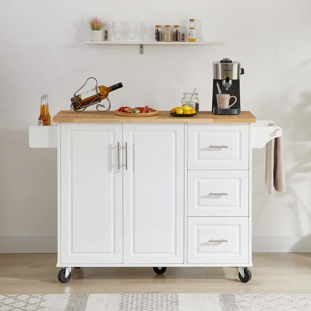 Lark Manor™ Rolling Kitchen Islands Cart with Drop Leaf Countertop ...