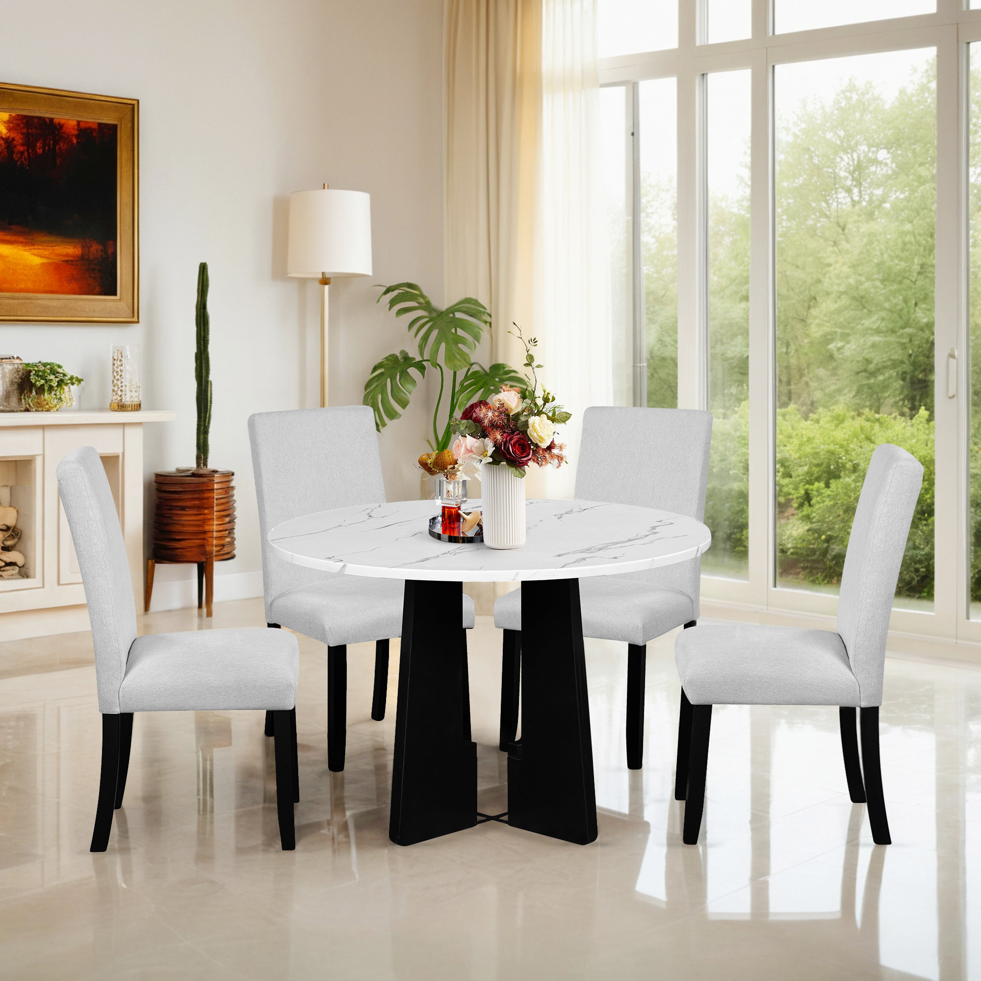 Brayden Studio® 4 - Person Round Dining Table Set | Wayfair