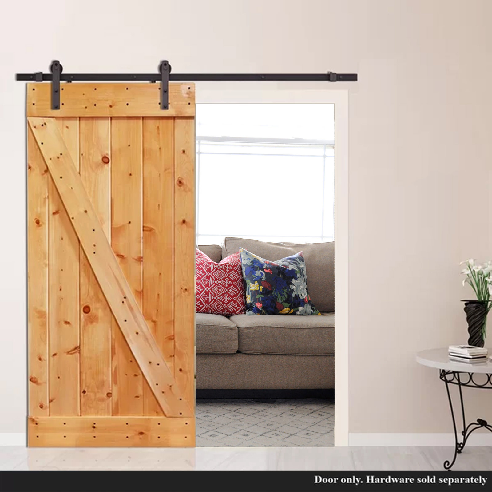 TMS Paneled Wood Finish Knotty Barn Door without Installation Hardware ...