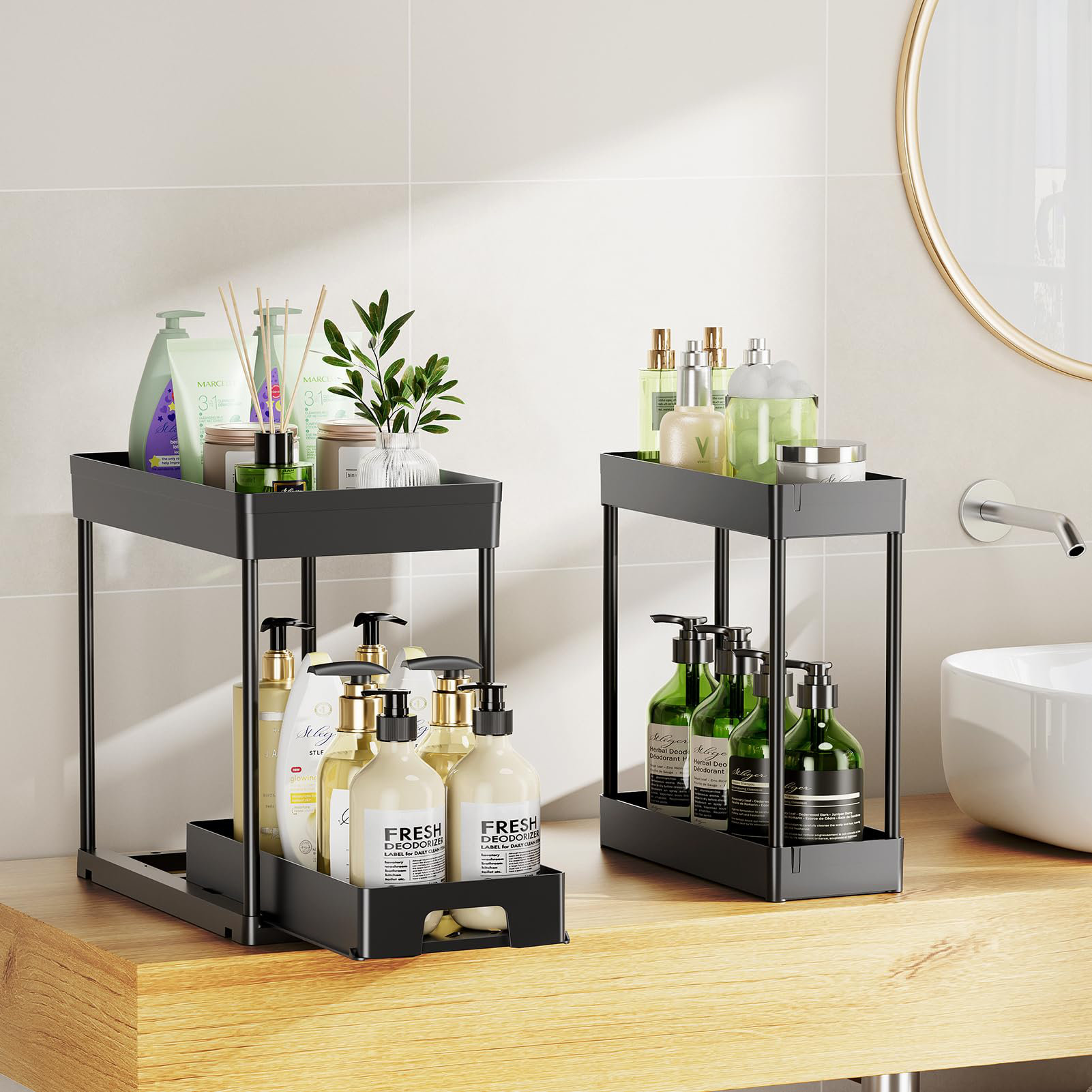 Rebrilliant Under Sink Organizers And Storage, 2 Tier Bathroom Cabinet ...