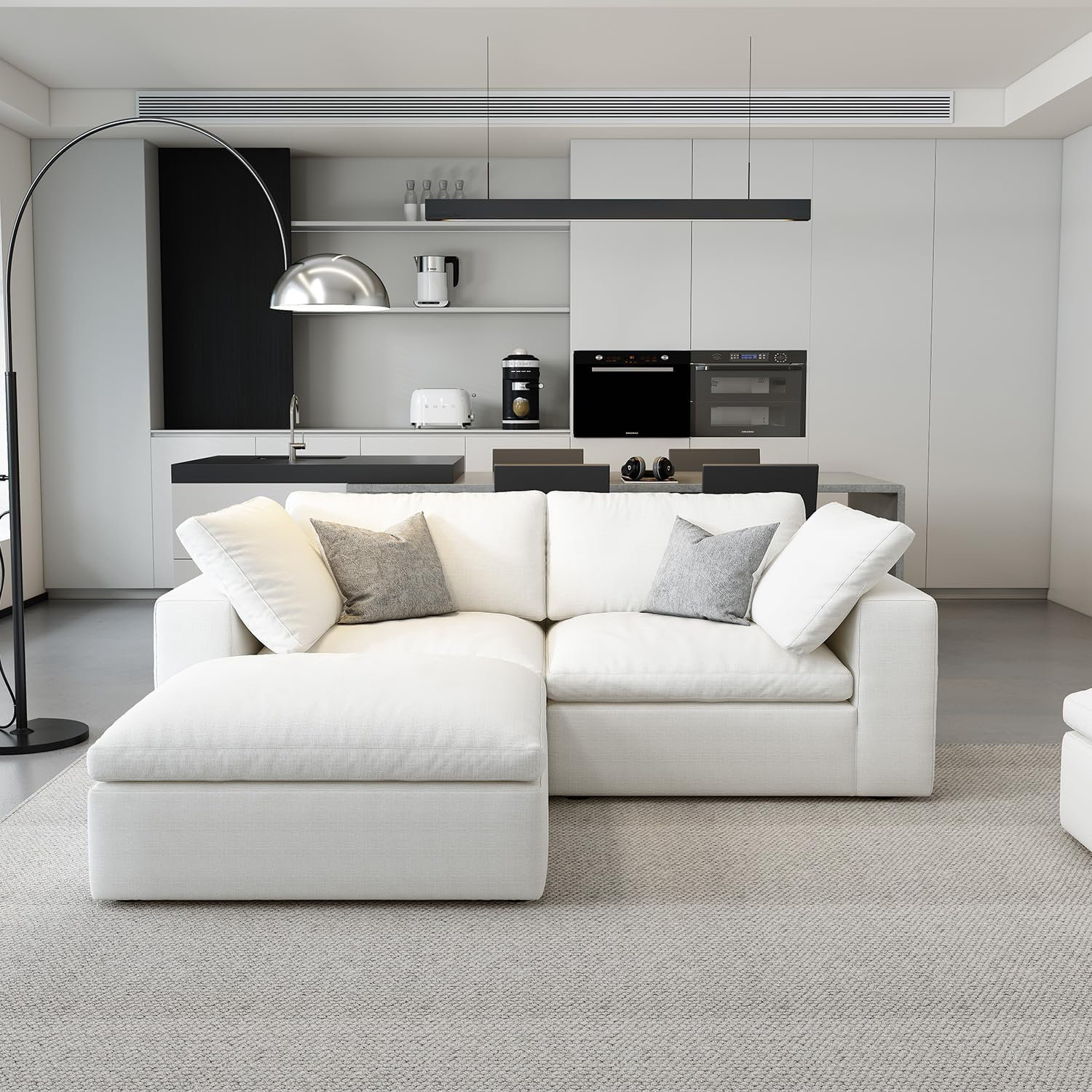 Latitude Run® Latitude Run L-Shaped Oversized Deep Seat Feather Down Modular Sectional Sofa ...