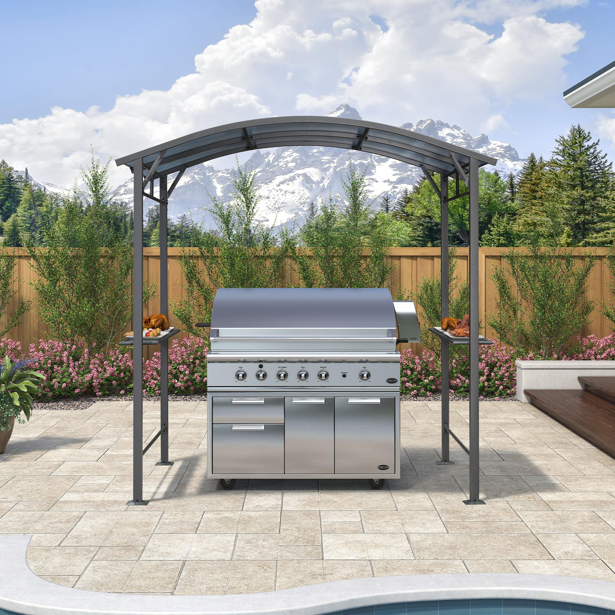 Purple Leaf 7.5 Ft. W x 5 Ft. D Grill Gazebo with Side Shelves ...