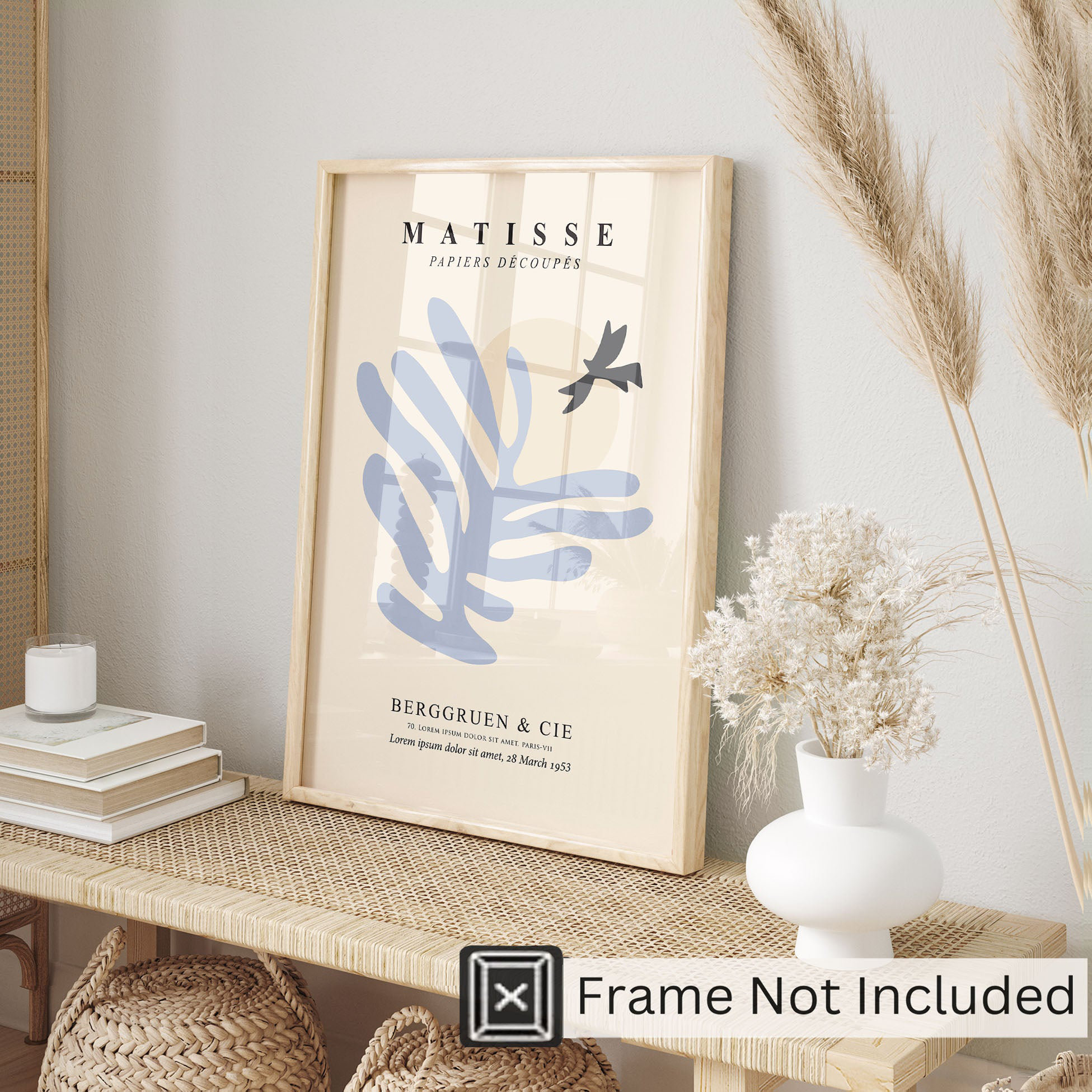 Vault W Artwork Abstract Matisse Bird and Plant Blue Modern Unframed ...