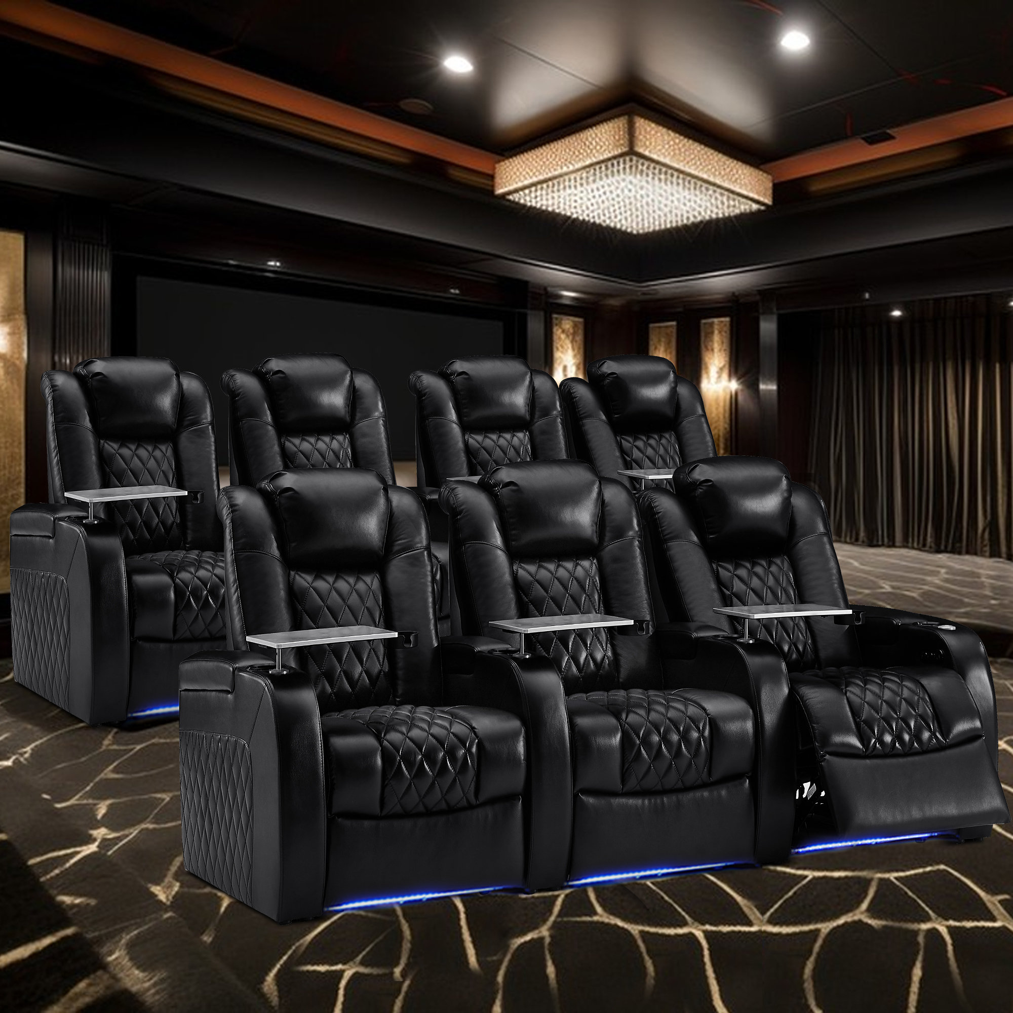 Orren Ellis Home Theater Seating Movie Theater Seating Recliner Sofa ...