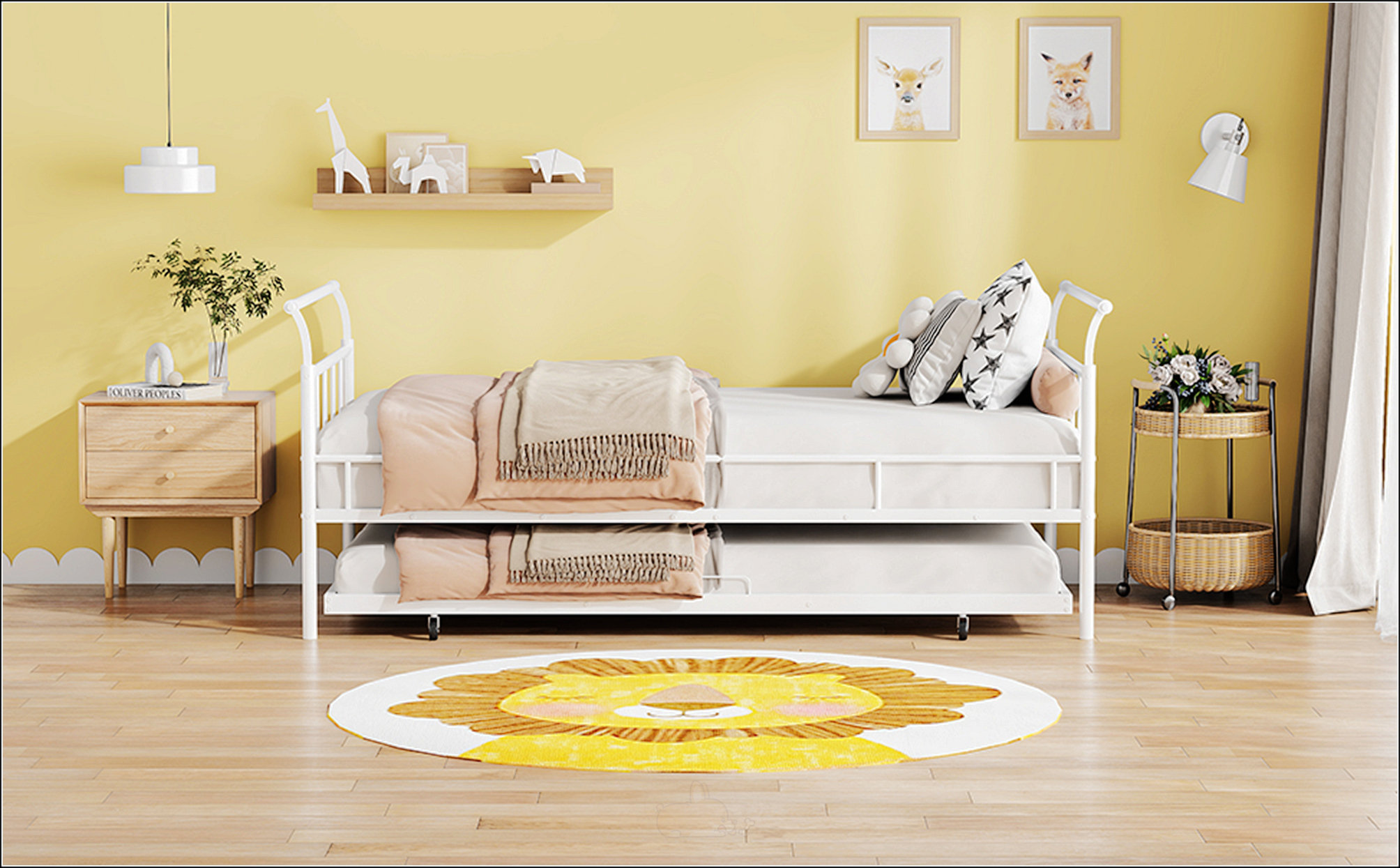 Ebern Designs Full Size Metal Daybed With Curved Handle Design And Twin ...