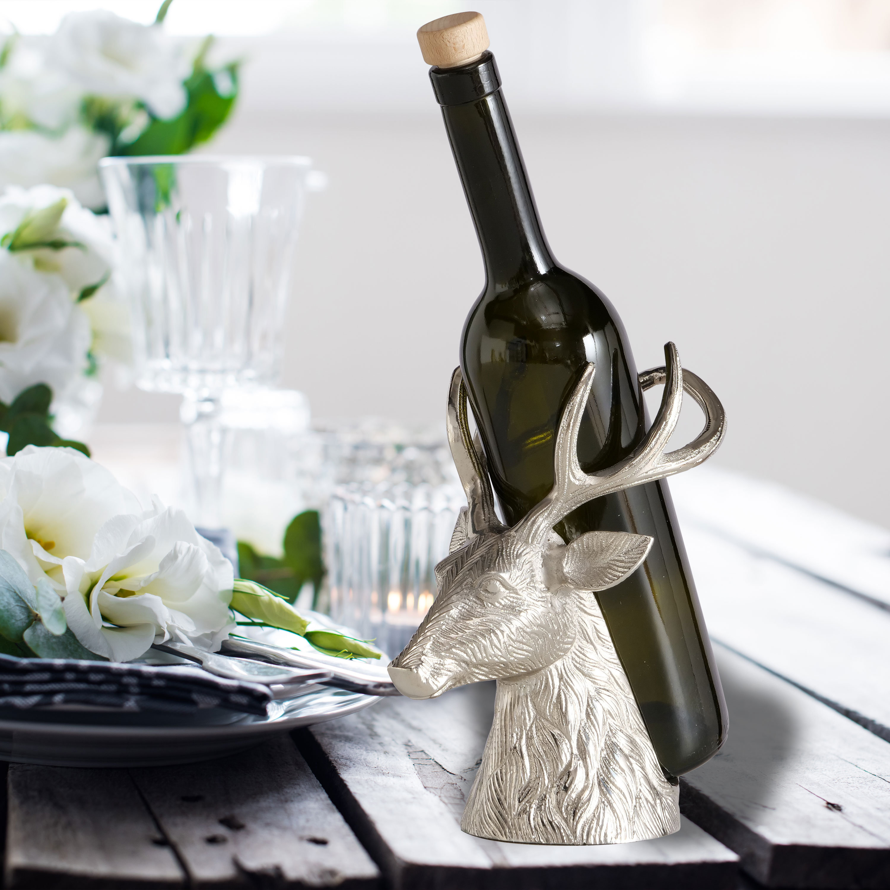 Millwood Pines Crantor 1 Bottle Tabletop Wine Bottle Rack Silver | Wayfair