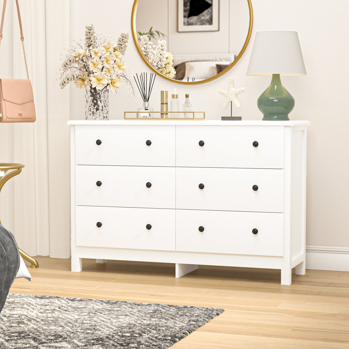 Winston Porter White 6-drawer Dresser, 47.25" W & Reviews | Wayfair