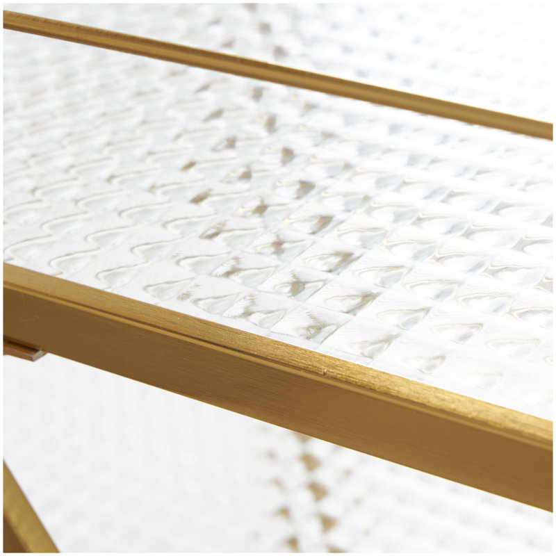 Everly Quinn Metal Glass Shelf 3 Tier Gold Bar Cart with Side Guards ...