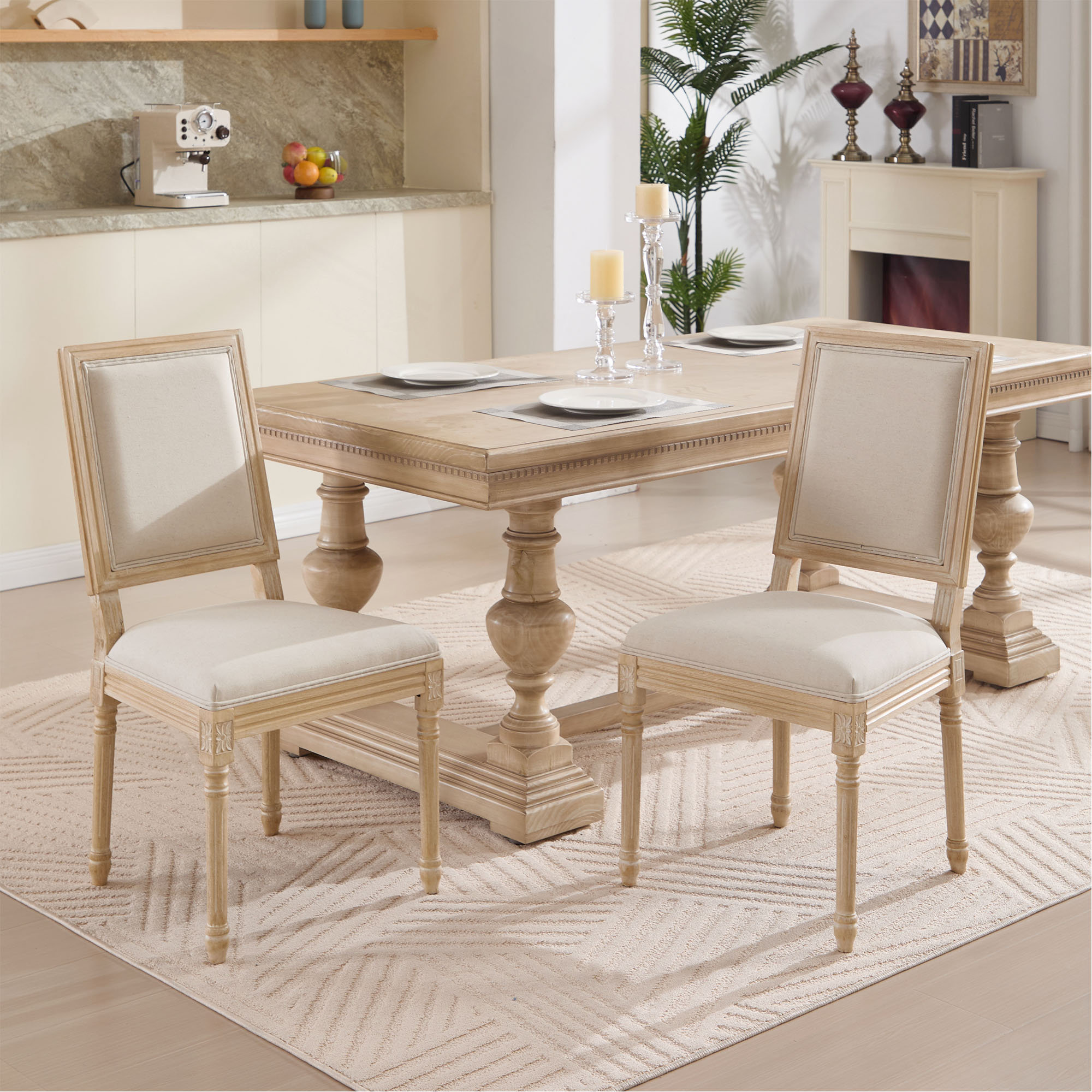 August Grove French Country Dining Chairs Set Of 2, Upholstered Chairs ...