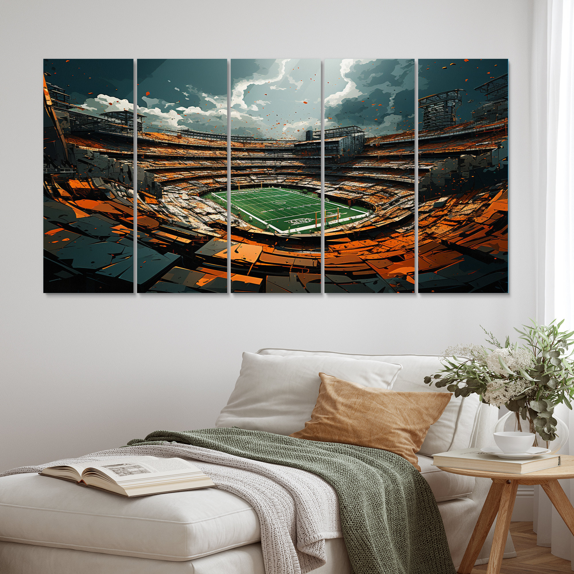 Winston Porter Green Football Abstract Stadium 5 Pieces | Wayfair