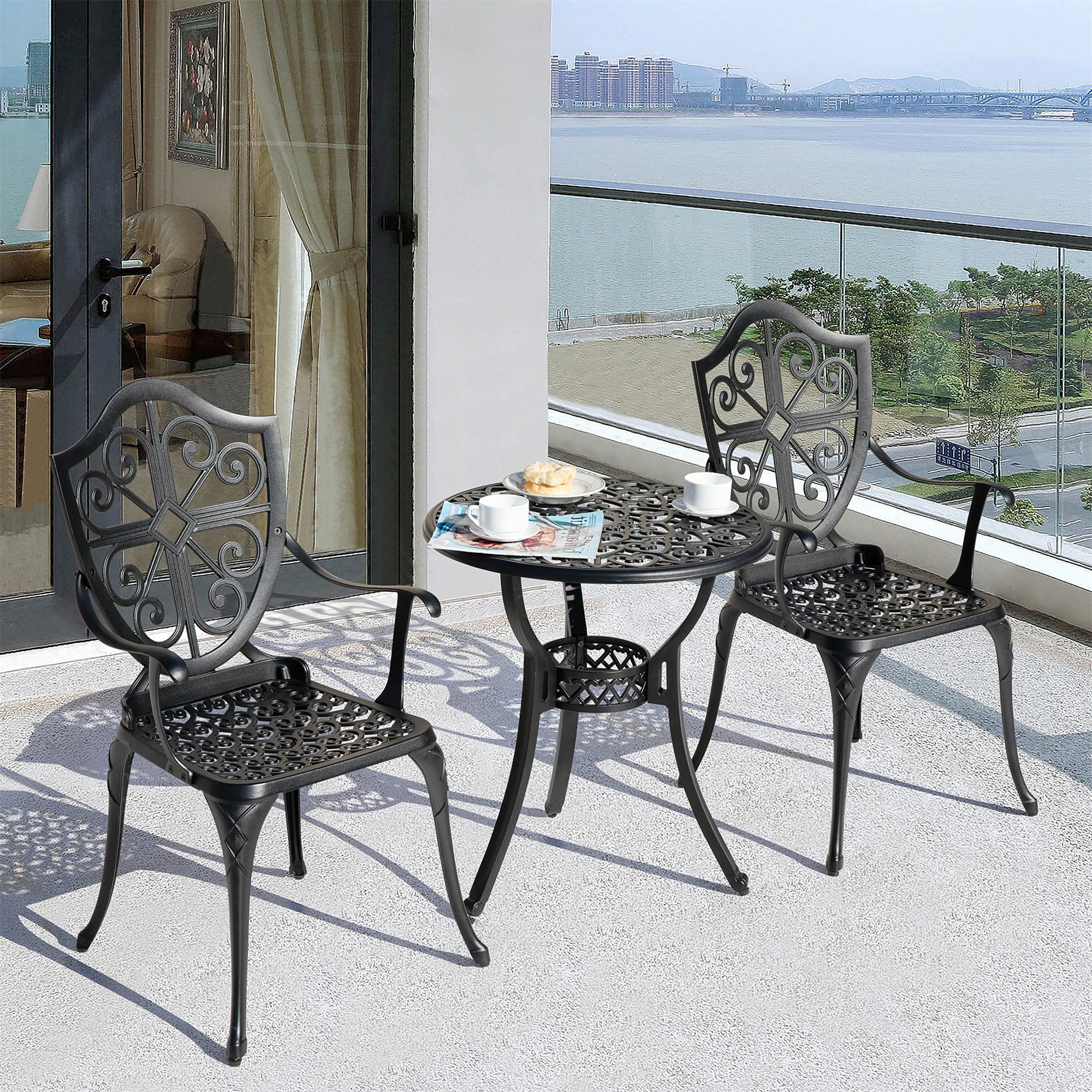 Lark Manor™ Aleah Round 2 - Person Aluminum Bistro Set & Reviews | Wayfair
