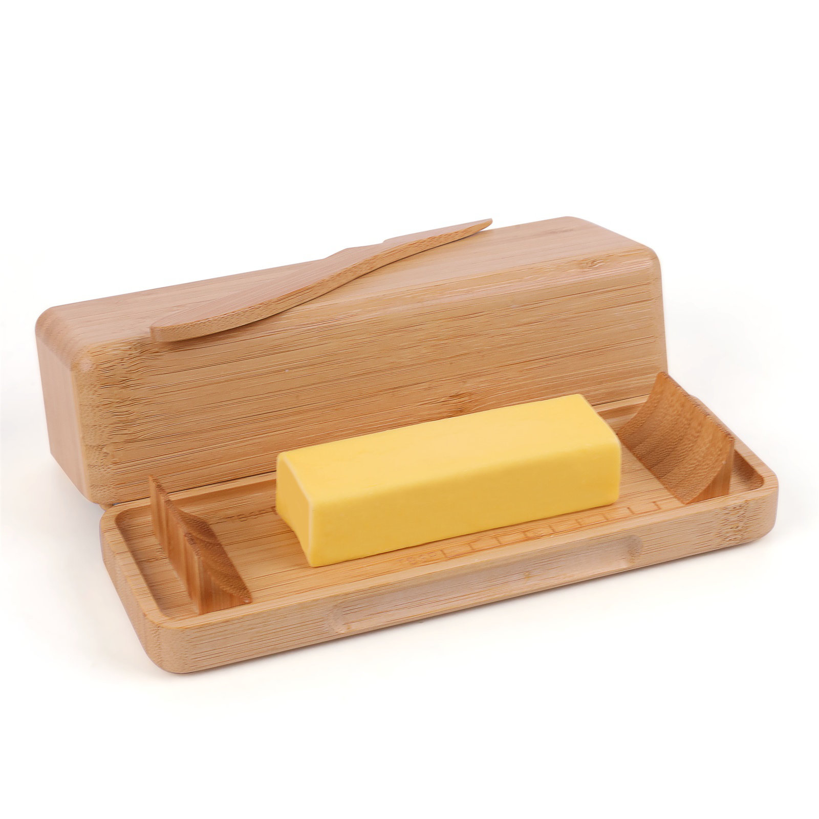 Union Rustic Butter Dish With Lid For Countertop, Bamboo Butter Holder ...