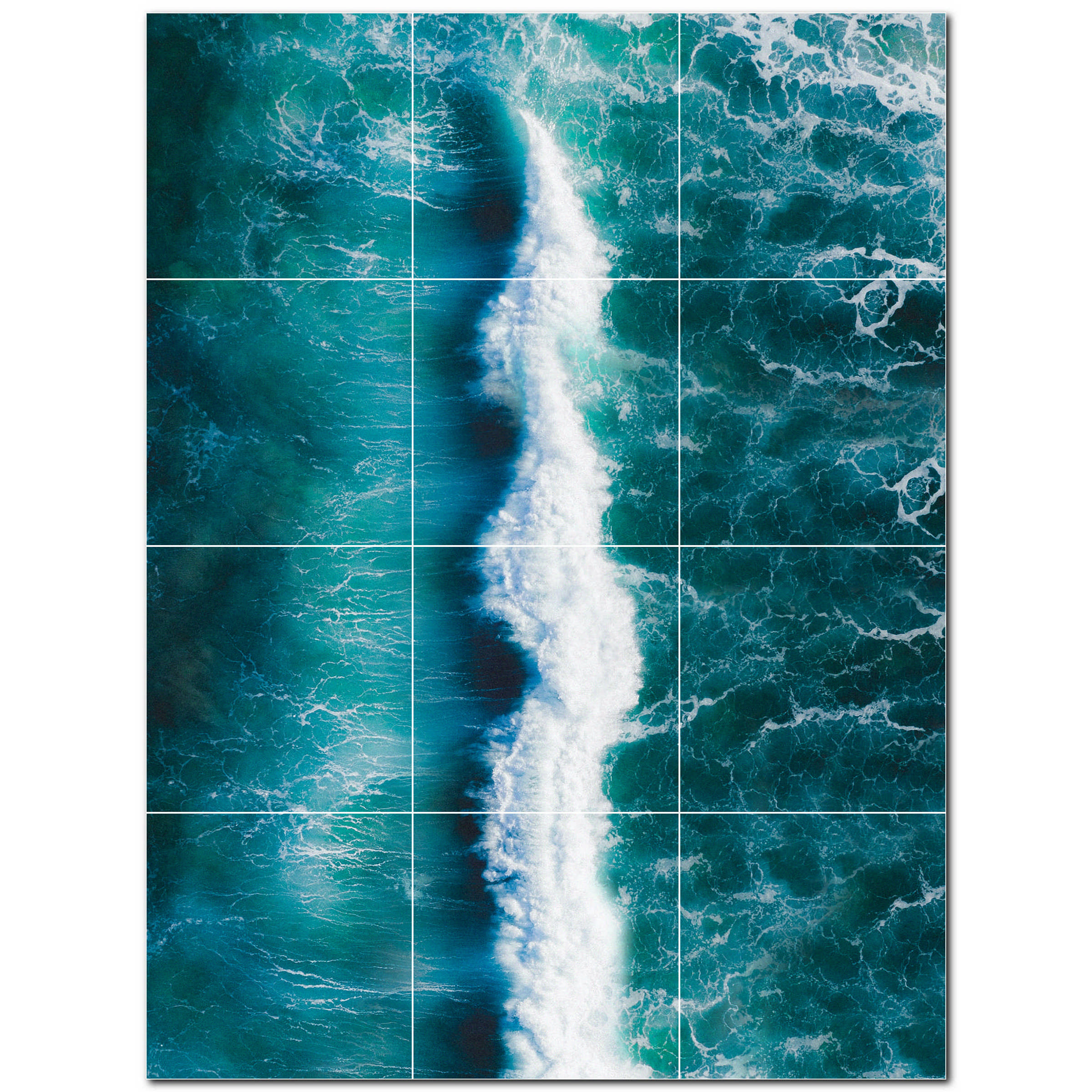 Picture-Tiles.com 36" x 48" Ceramic Waves Photo Decorative Mural Tile ...