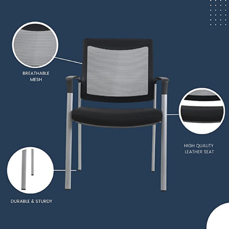 Gm Seating Ever Guest Chair - Mesh Back Stacking Chairs With Leather ...