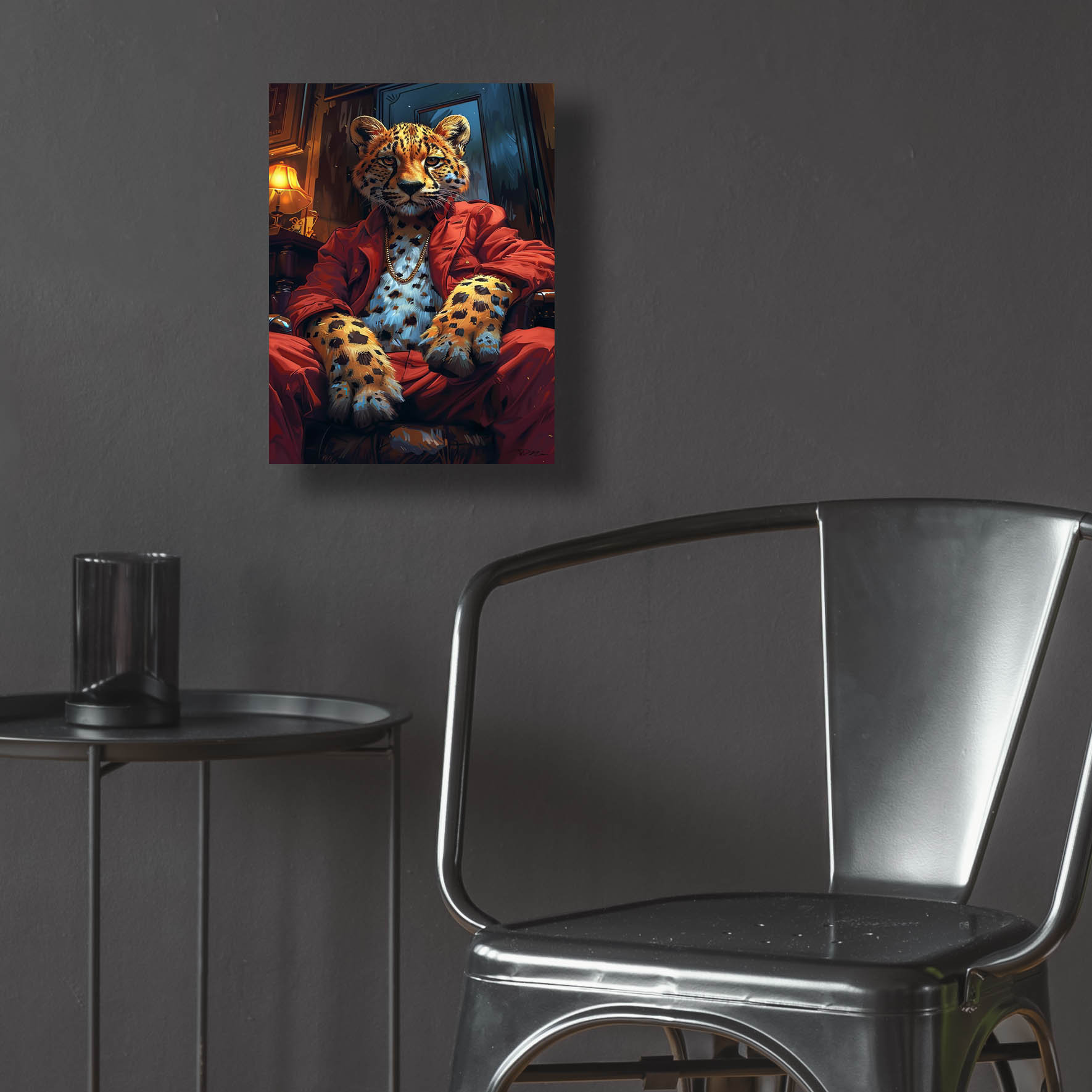 Trinx 'Teenage Leopard In Red Dress' by Momart Acrylic Glass Wall Art ...