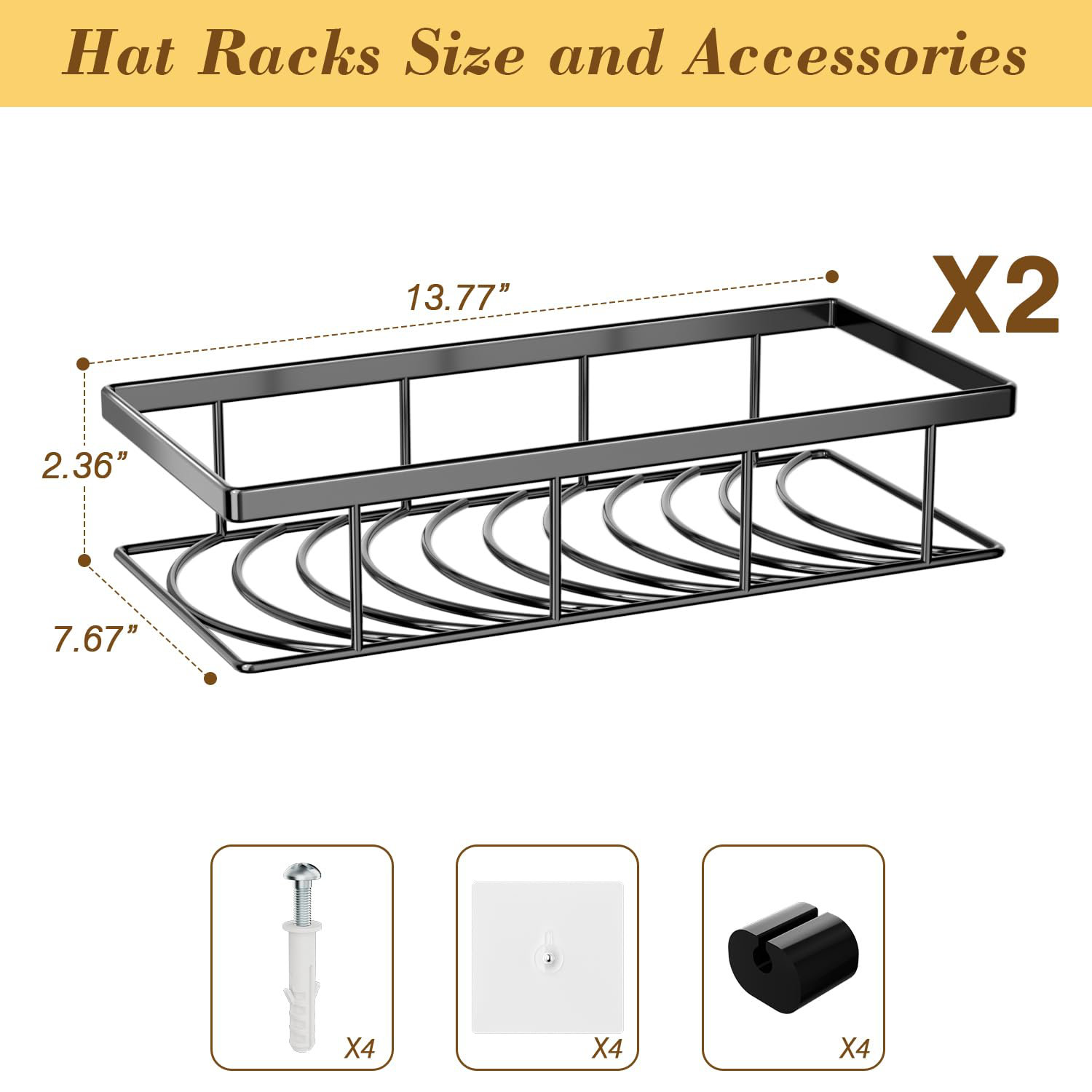 Brayden Studio Metal Hat Racks For Baseball Caps, 2 Packs Wall Mounted ...