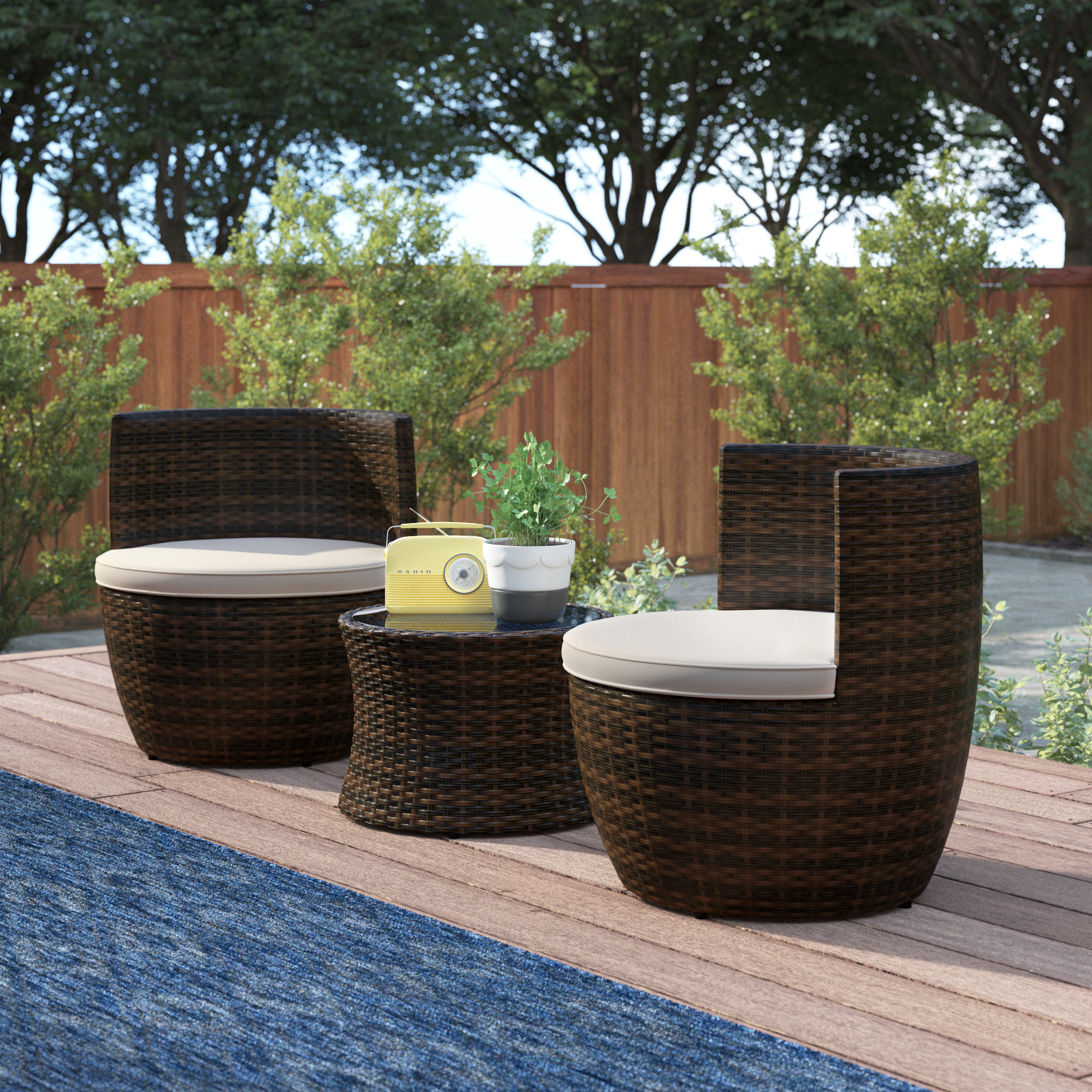 Wildon Home® Nene 2 - Person Round Outdoor Dining Set with Cushions ...