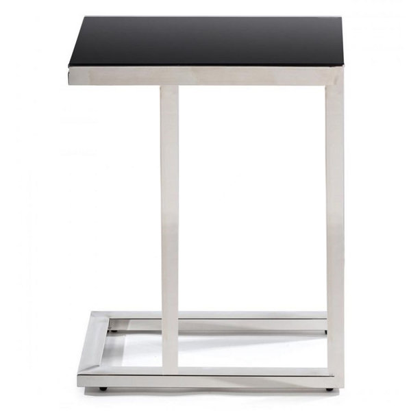 AlexandraHouse Set 2 Auxiliary Tables Black Wood Stainless Steel (DM ...