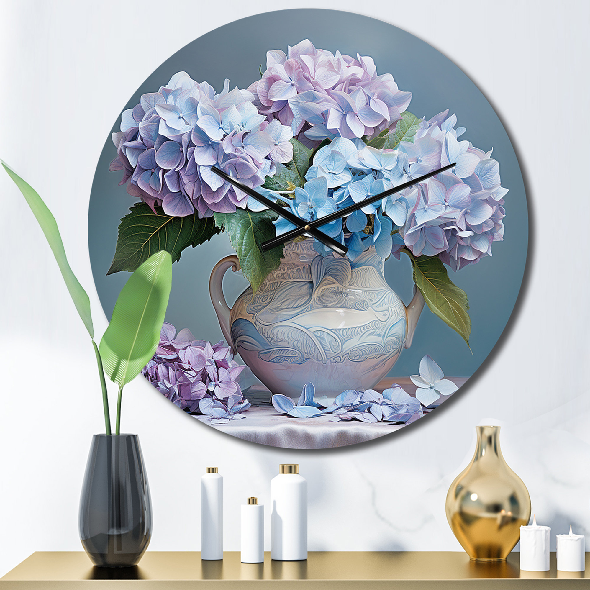 East Urban Home Blue Purple Hydrangea Graceful Harmony I - Floral Wall ...