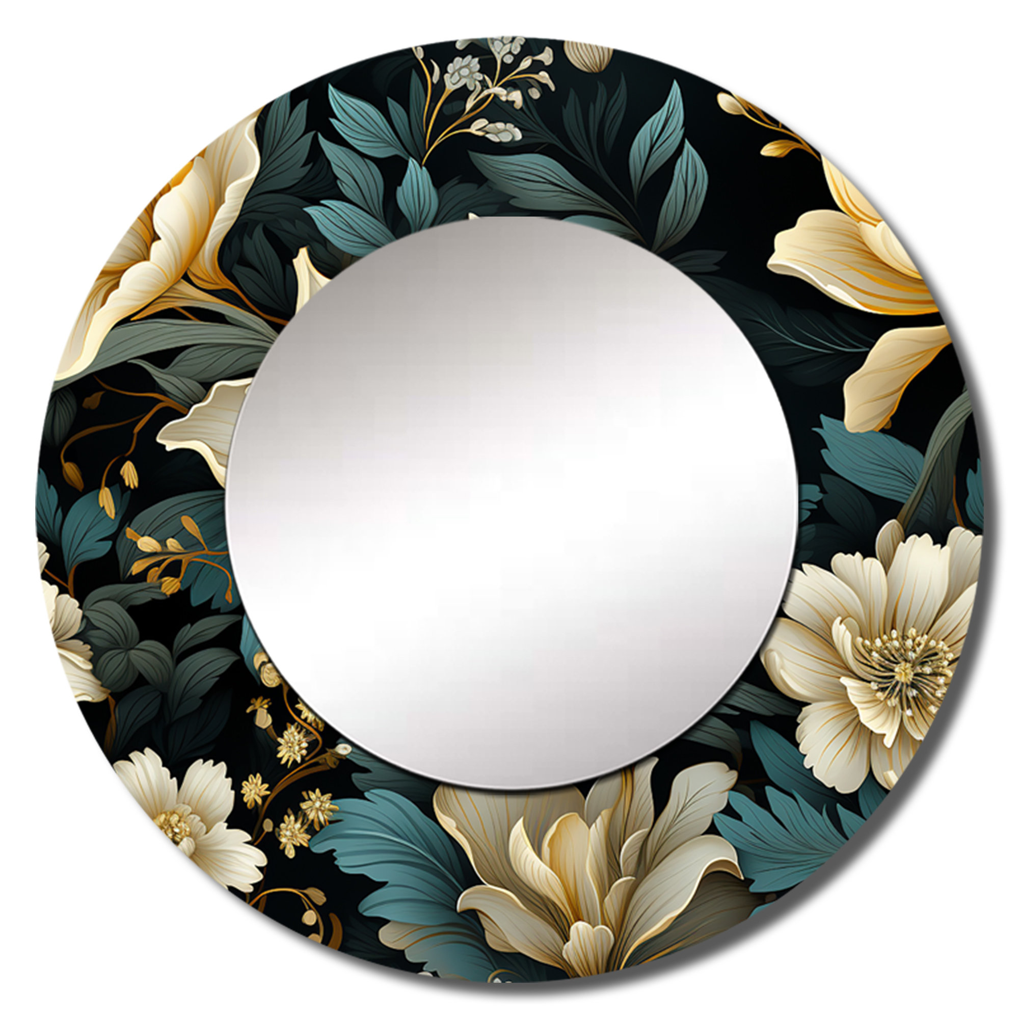 Design Art Botanical Green Damask Harmony - damask Decorative Mirror ...