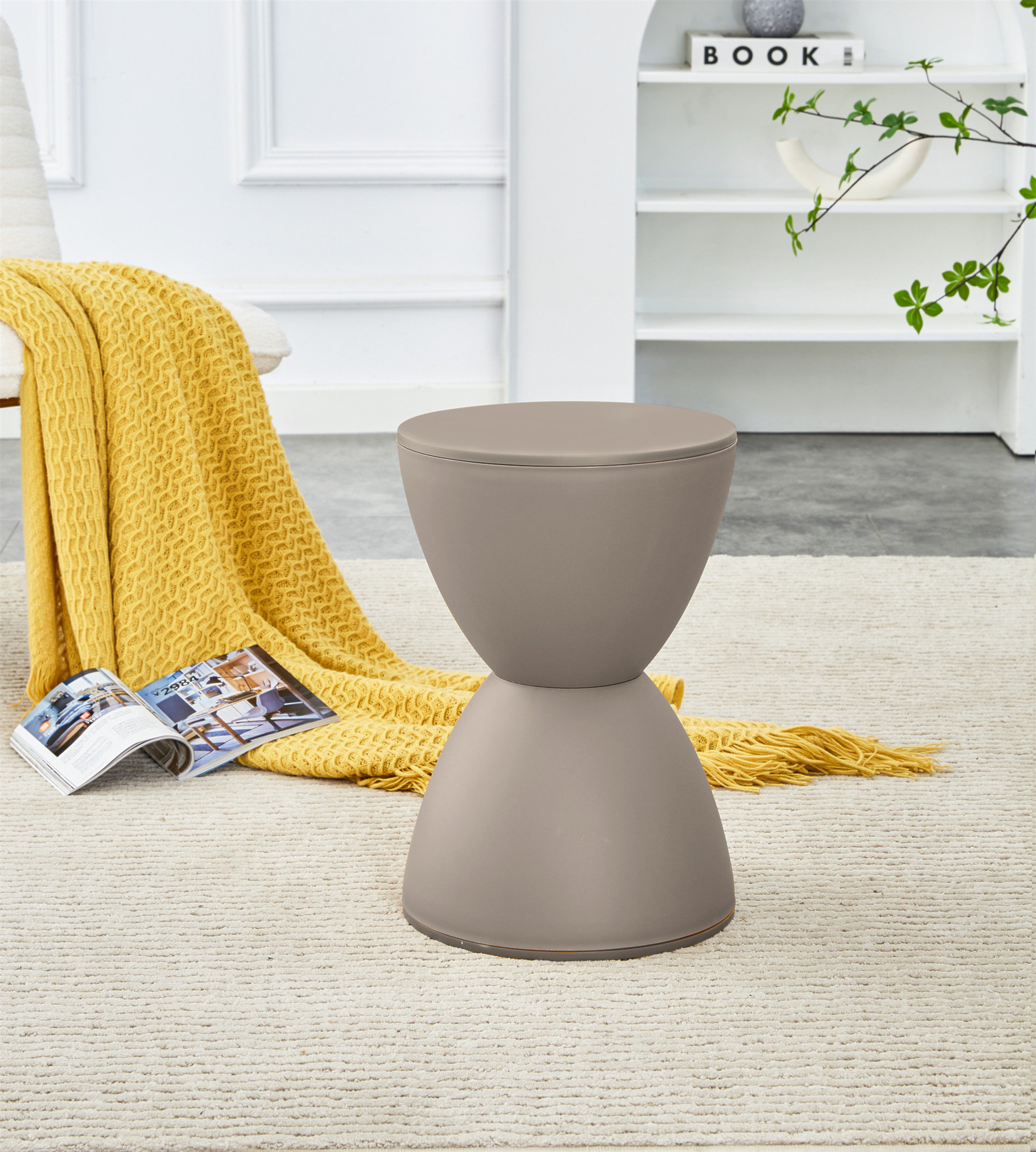Ivy Bronx Contemporary Modern Accent Prince Stool Beige Side Table End ...