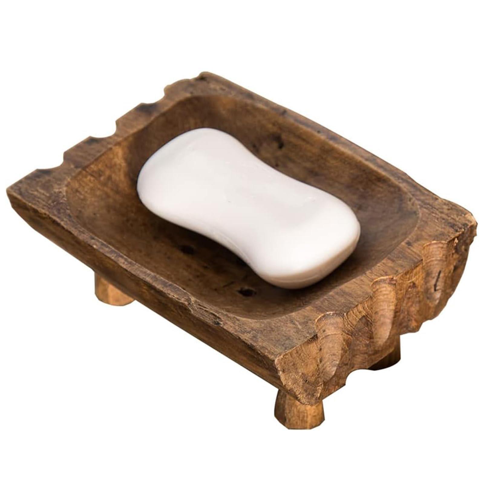 Millwood Pines Large Rustic Teak Soap Dish, Handcrafted Bathroom Soap ...