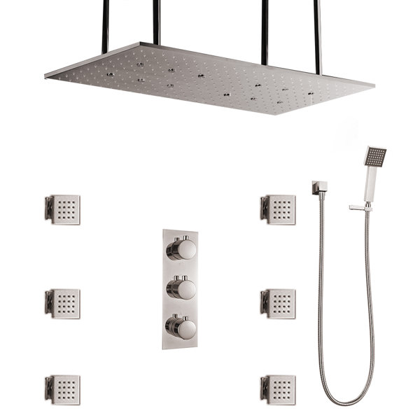 Juno Showers Contemporary Stainless Steel Shower System with Slim Rain ...