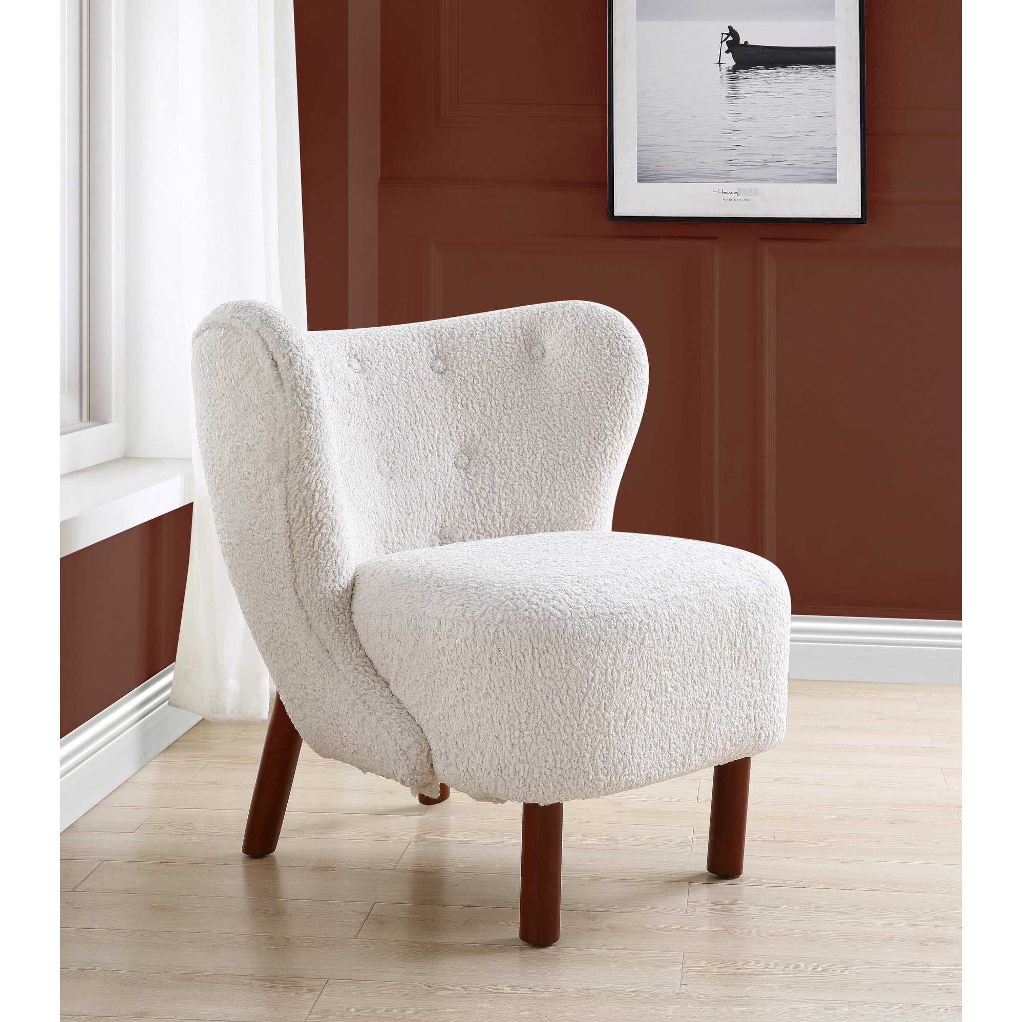 Red Barrel Studio Elegant White Chair - And Comfortable Back Cushion ...