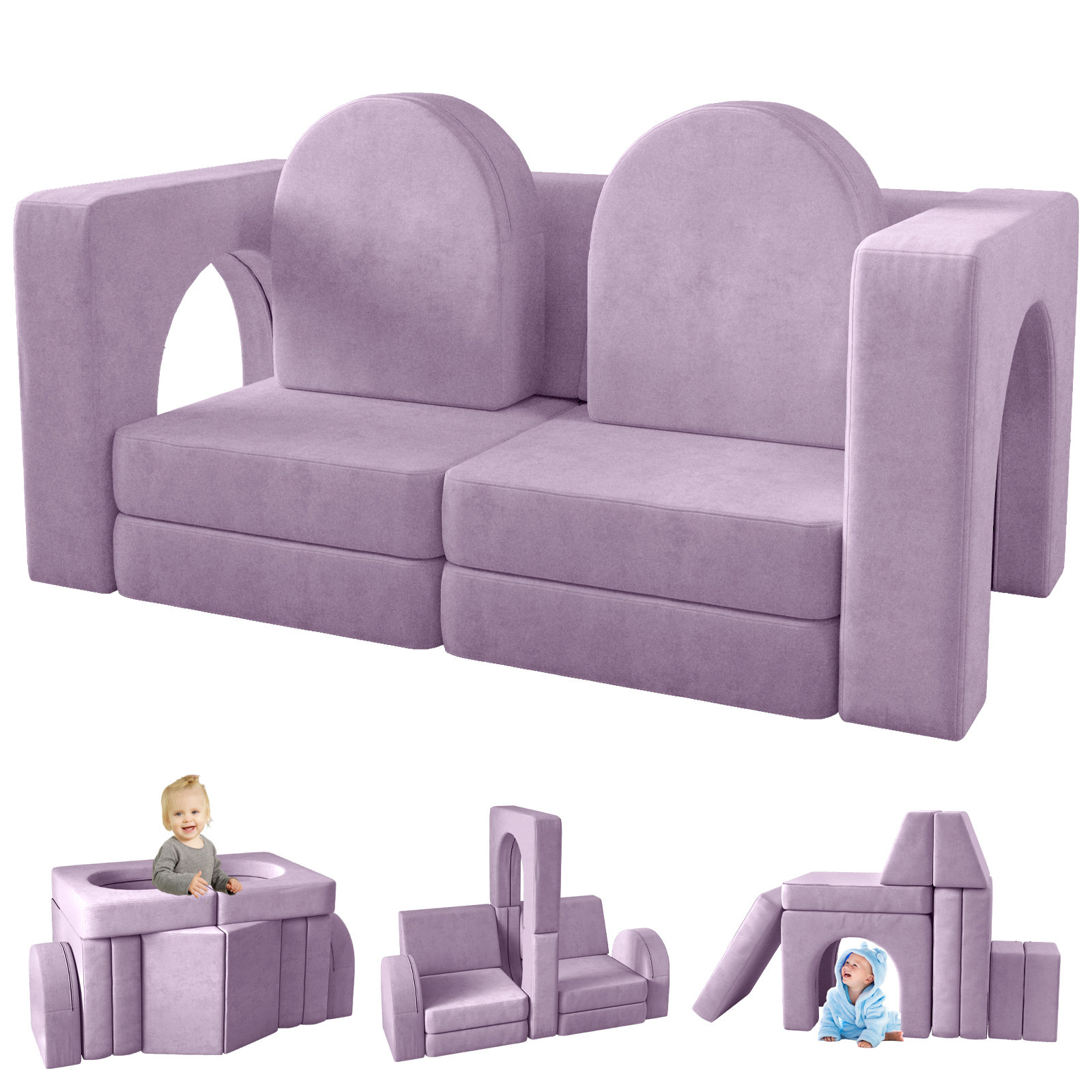 Gemma Violet Camborne Kids Couch 10PCS, Modular Kids Couch for Playroom ...