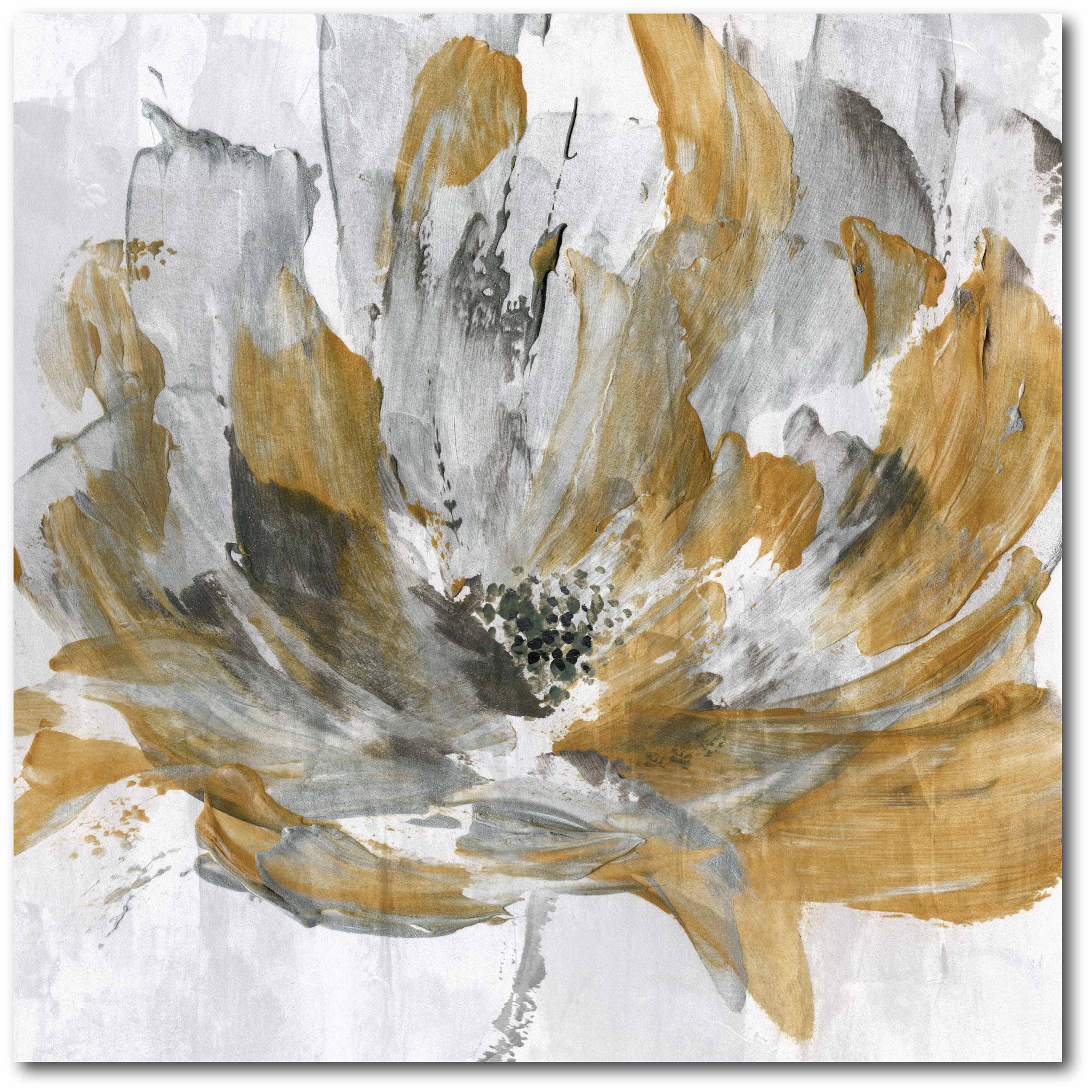Latitude Run® 'Golden Flower Power' Print on Wrapped Canvas | Wayfair