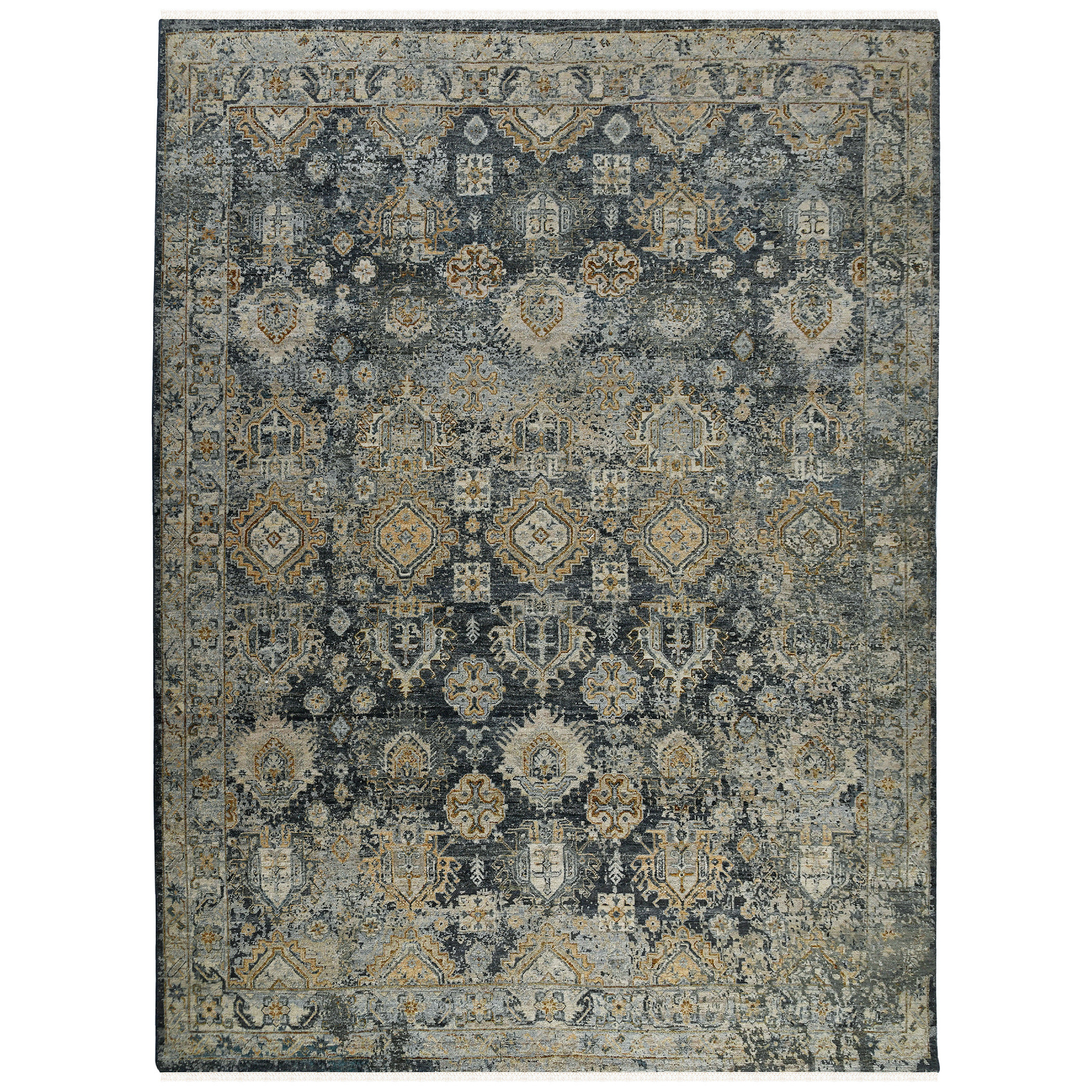 AMER Rugs Oriental Handmade Hand-Knotted Area Rug in Blue/Gray | Wayfair