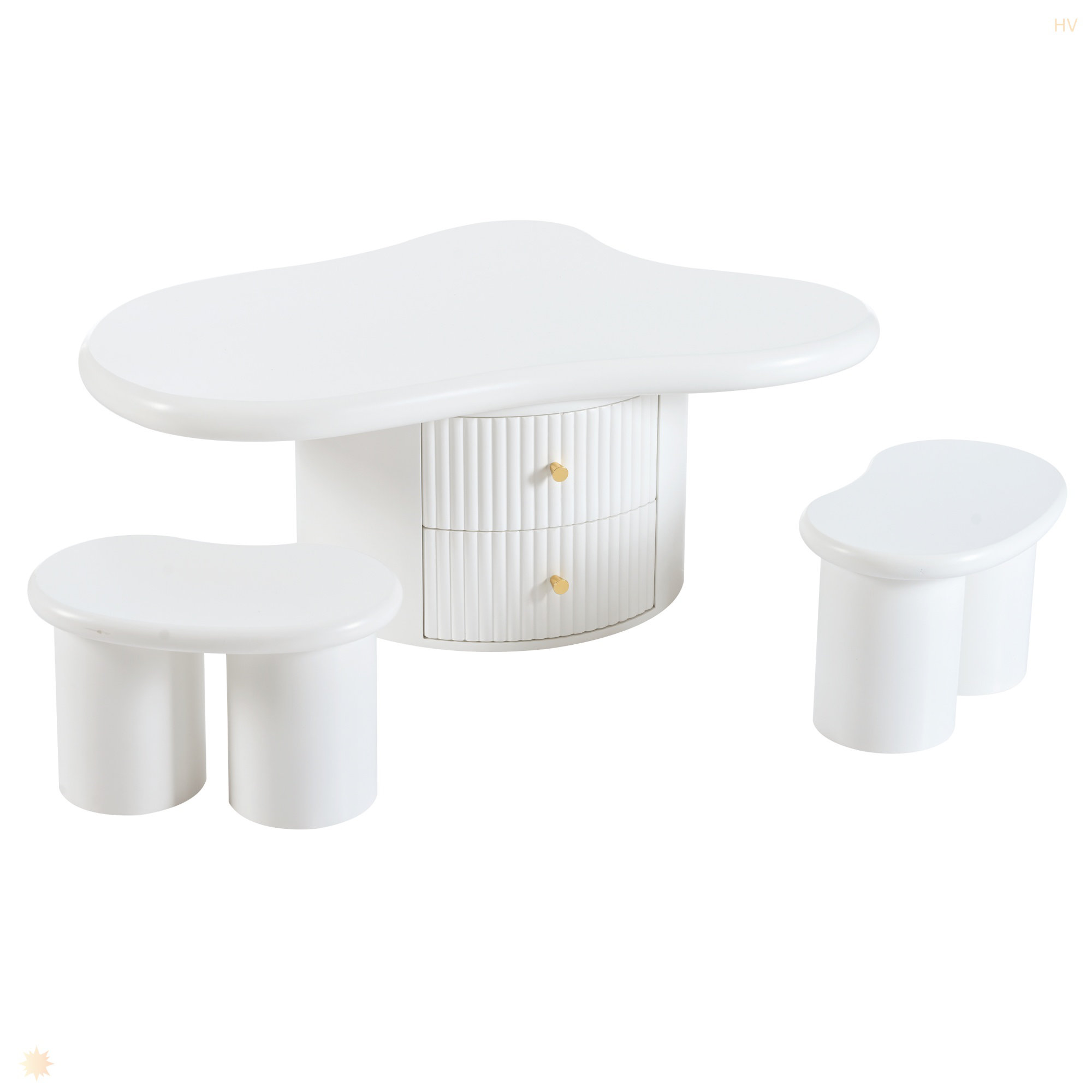 Wrought Studio™ Cloud Coffee Table Set Of 3, Irregular Shape Coffee ...