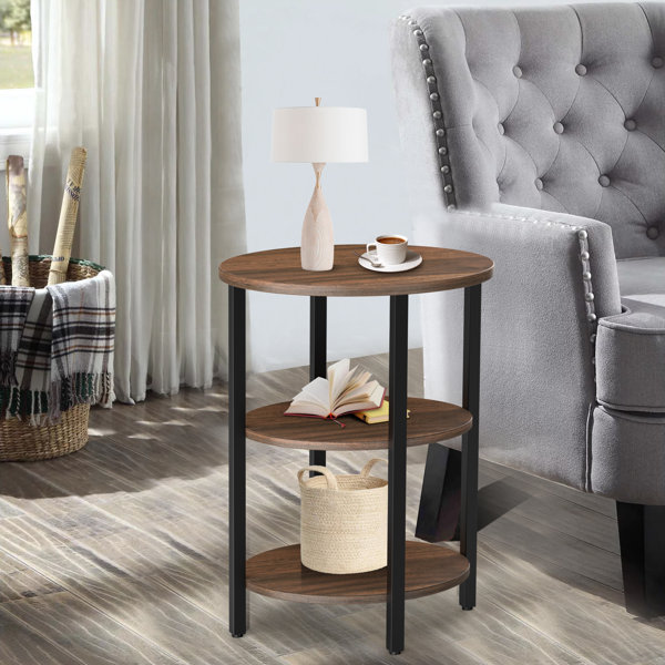 17 Stories Jakwan Oval End Table with 3-Tier Storage Shelves & Reviews ...