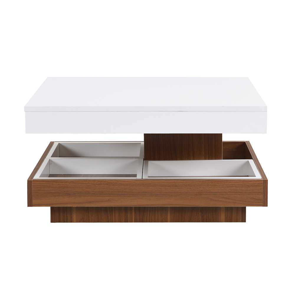 Brayden Studio® Modern Square 360°Rotating Coffee Table with Three ...