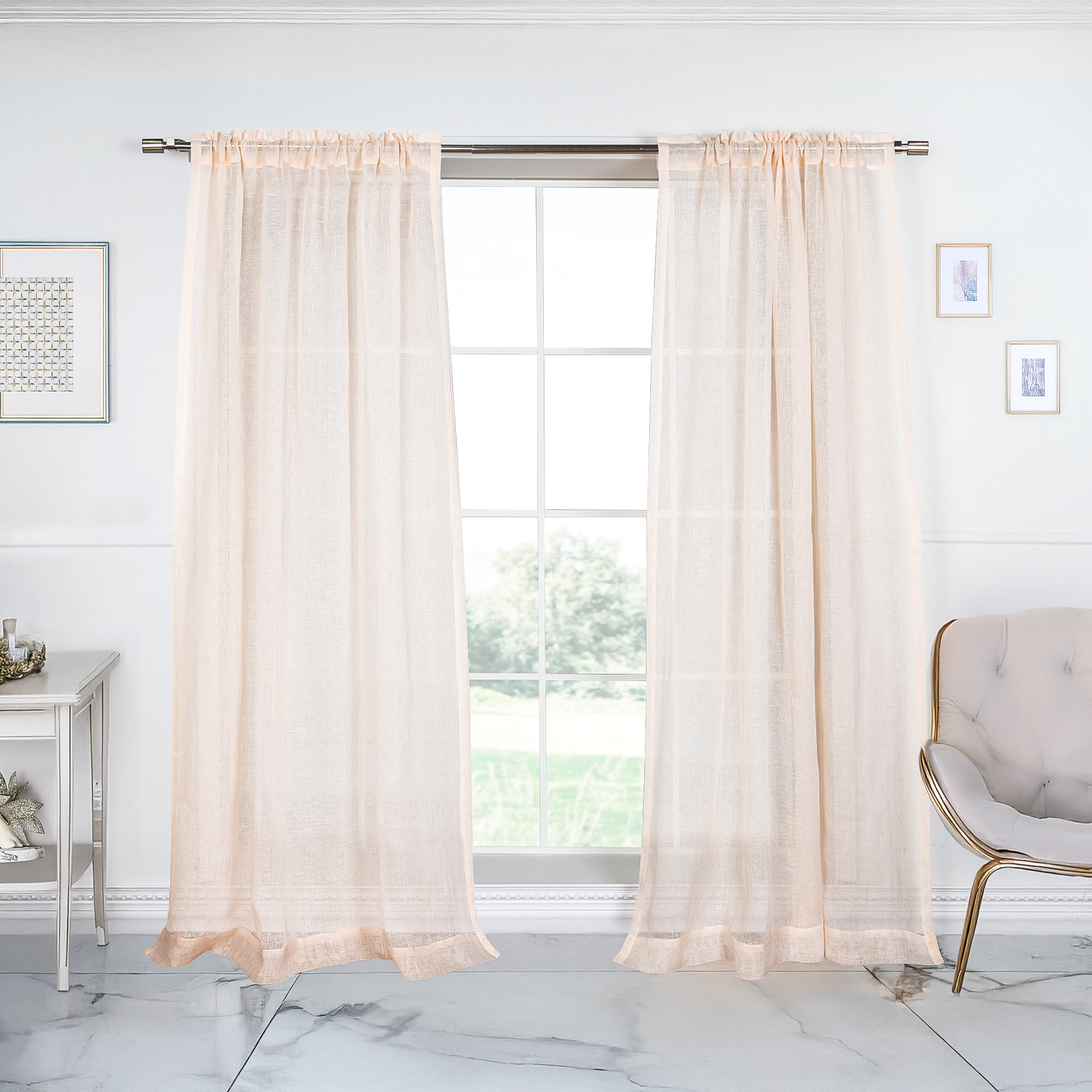 Gracie Oaks Larkin Linen Sheer Single Curtain Panel Panel | Wayfair
