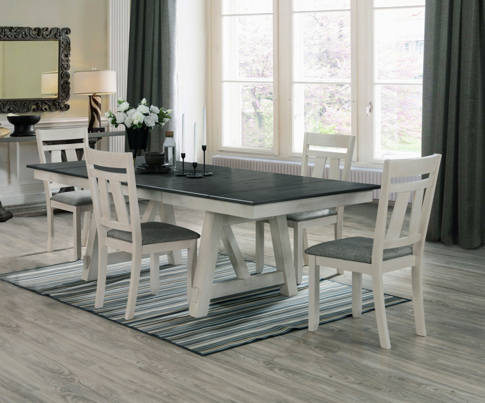 Red Barrel Studio® 5Pc Cottage Extendable Dining Table Set Chalk Tow ...